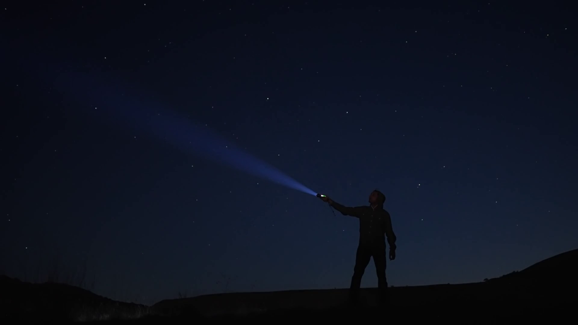 Man With Flashlight Watching Stars At Night Stock Footage SBV-349156749 ...