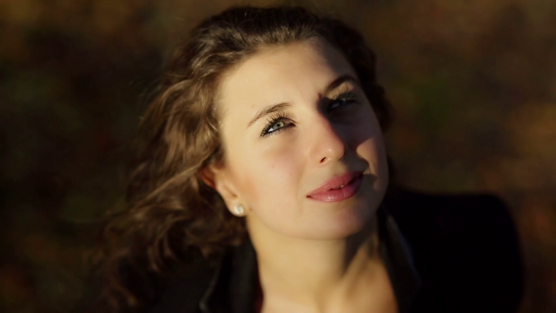 Happy Woman Looking Forward At Sky Stock Footage SBV-305076385 ...