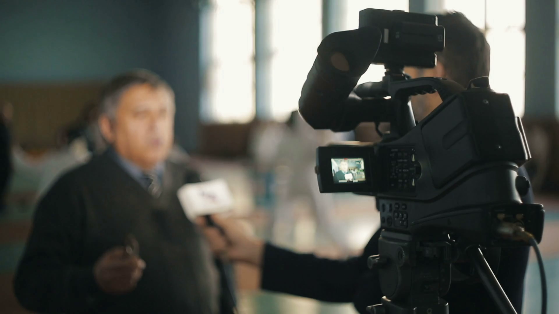 Journalists Making Interview With Man Stock Footage SBV-307026870 ...