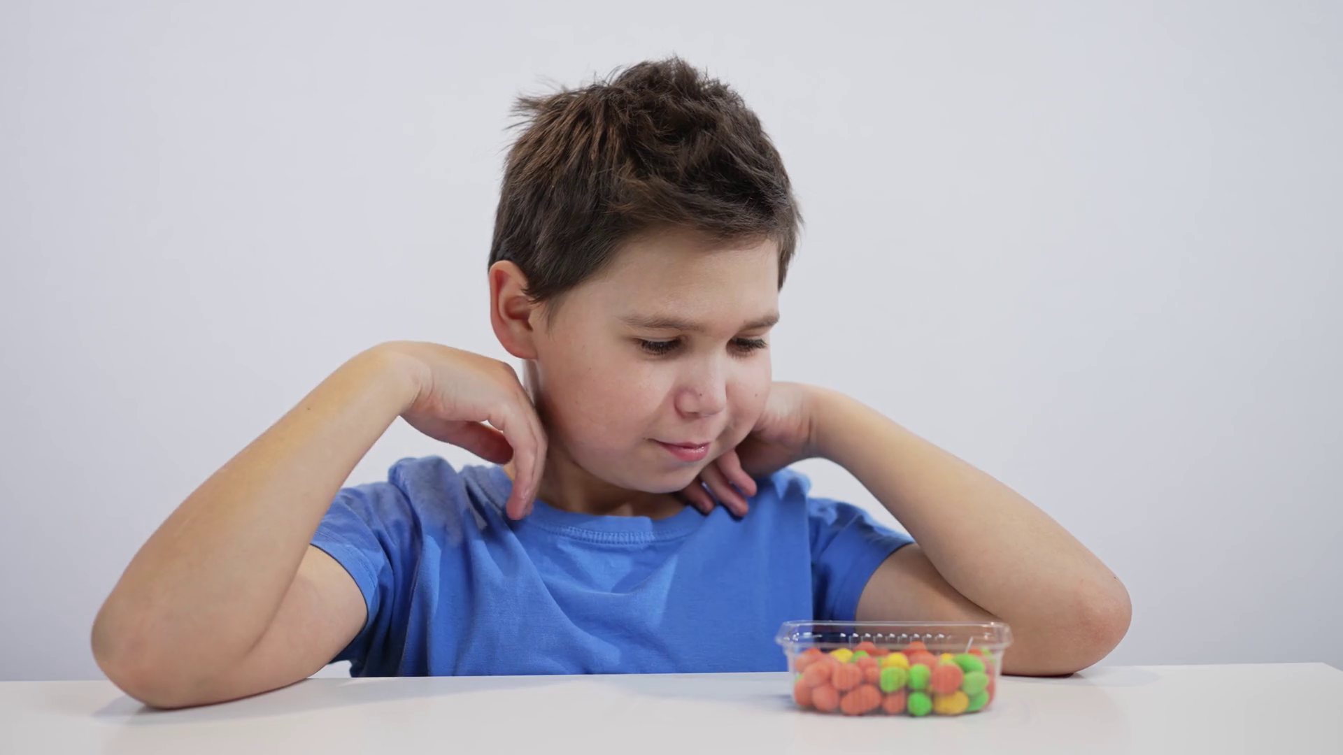 Boy Eats Candy On White Background Stock Footage SBV-347645951 ...