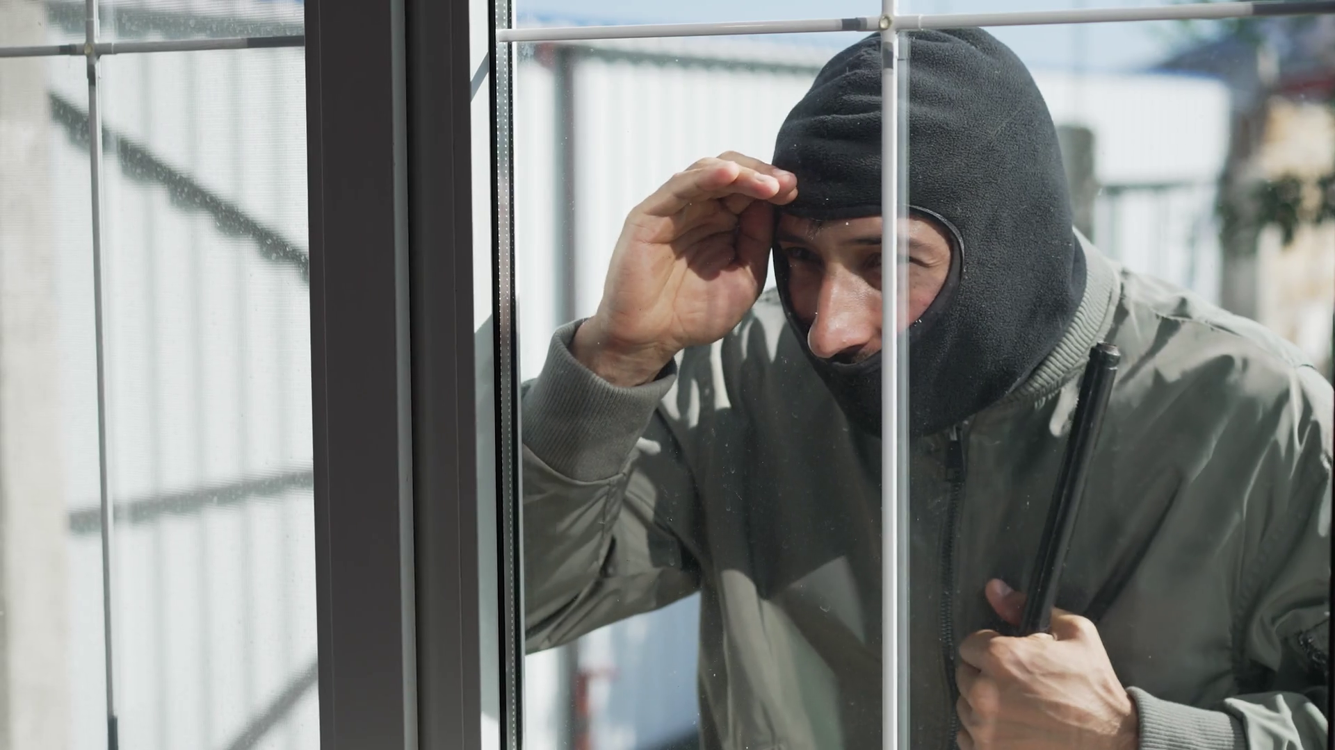Burglar Looking Into House Through Windows Stock Footage SBV-348614234 ...