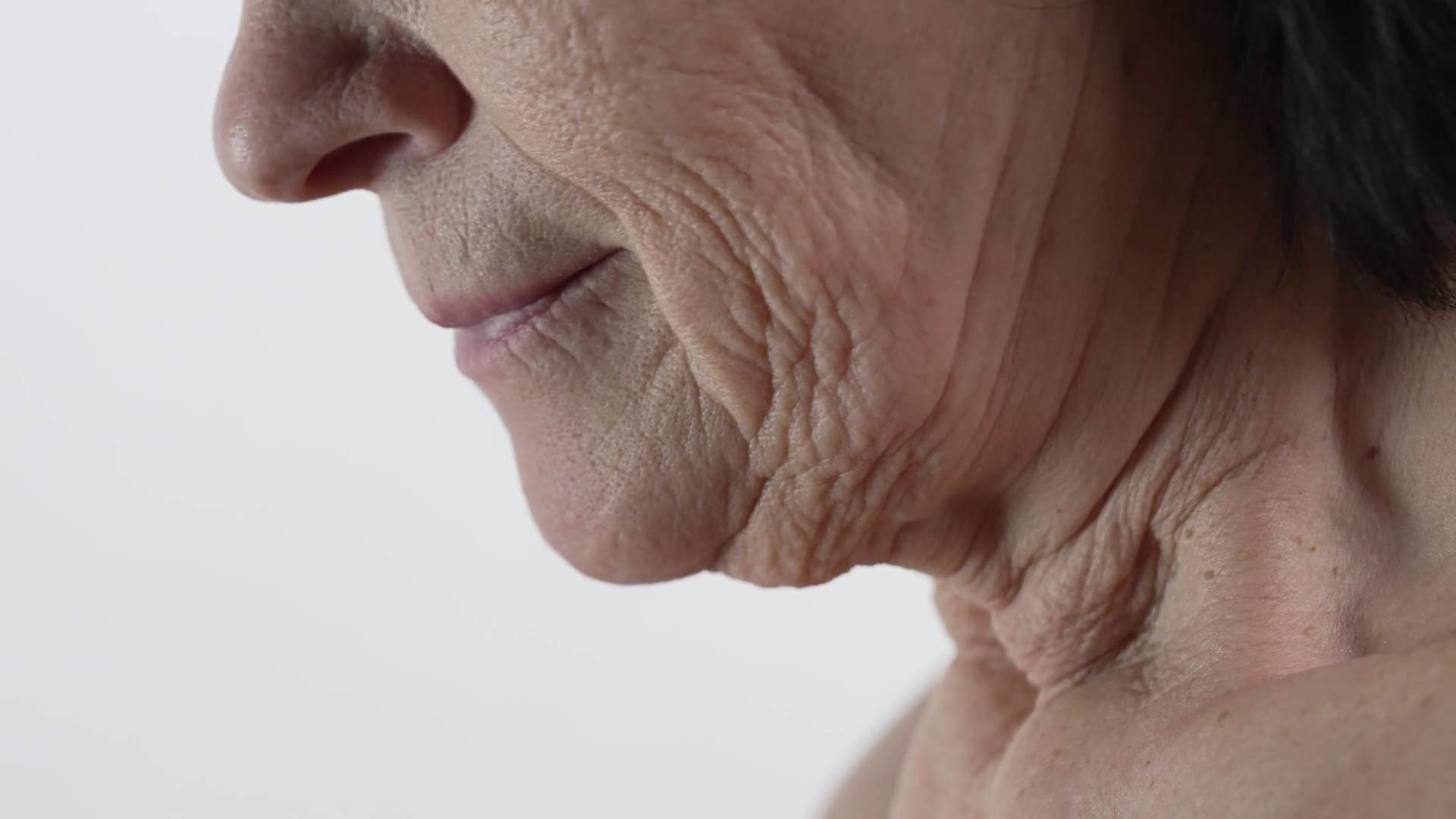 Lower Face Of Elderly Woman With Wrinkled Stock Footage SBV-348817746 ...