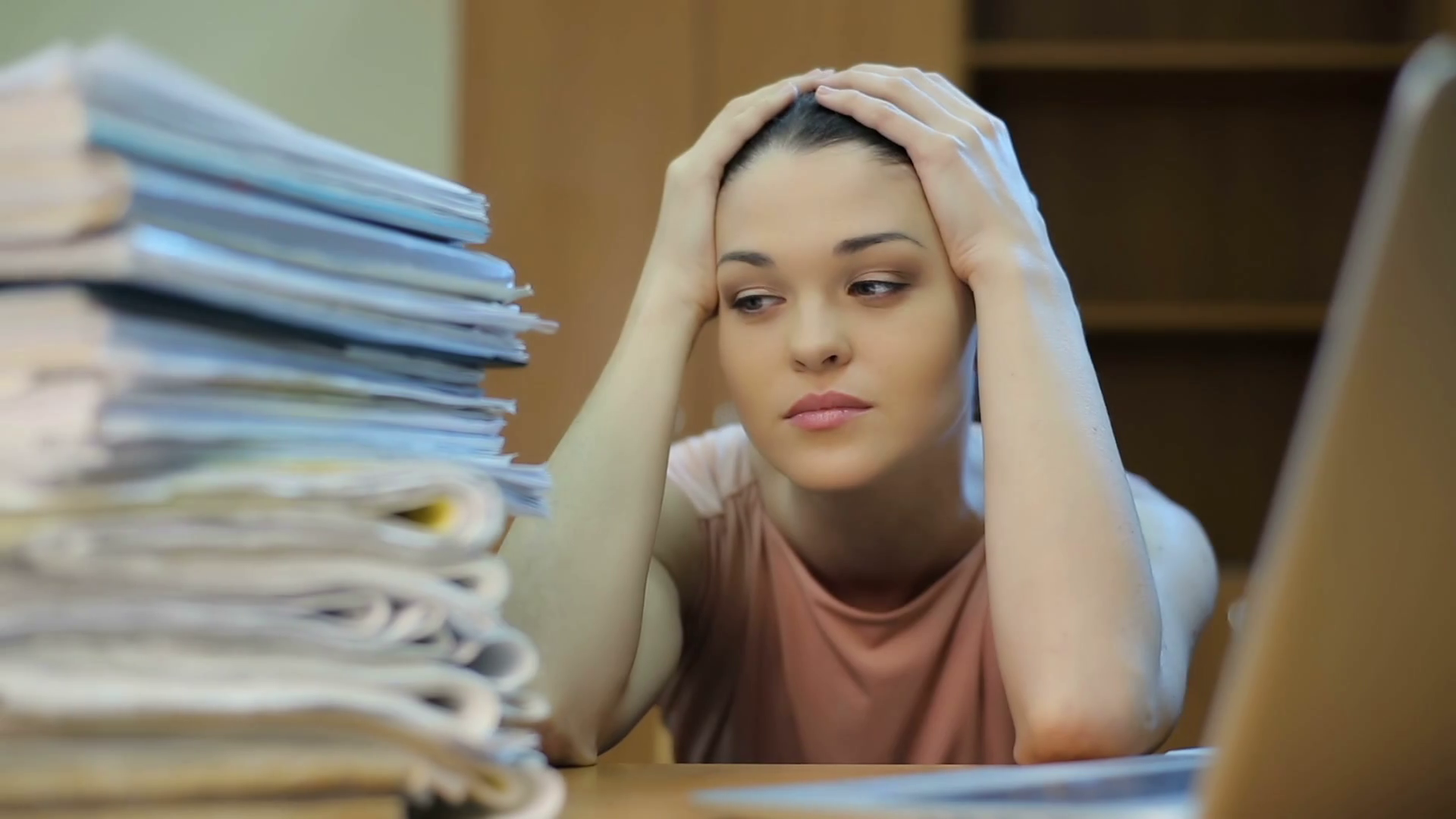 A Lot Of Paperwork Sad Woman Stock Footage SBV-313419418 - Storyblocks