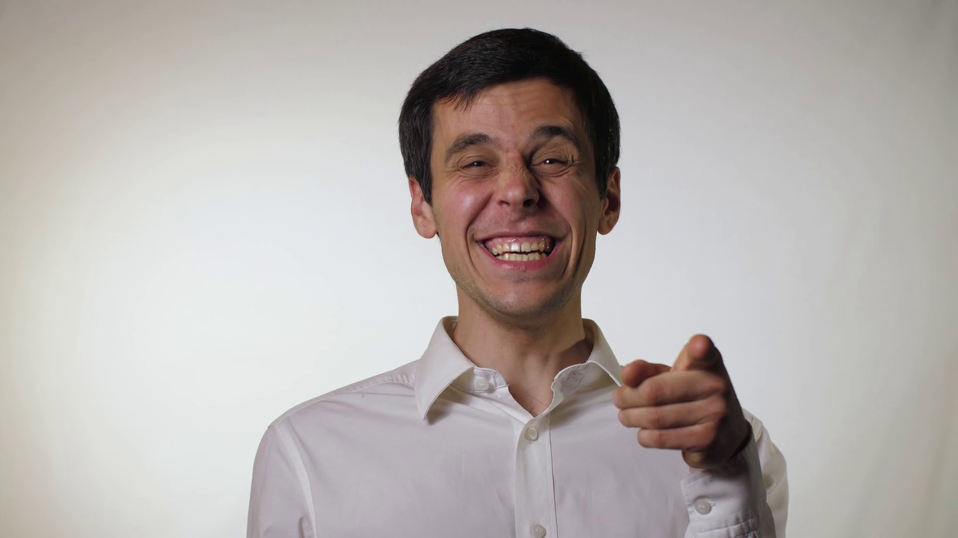 Funny Man Taunts On Gray Background Stock Footage SBV-338406250 ...