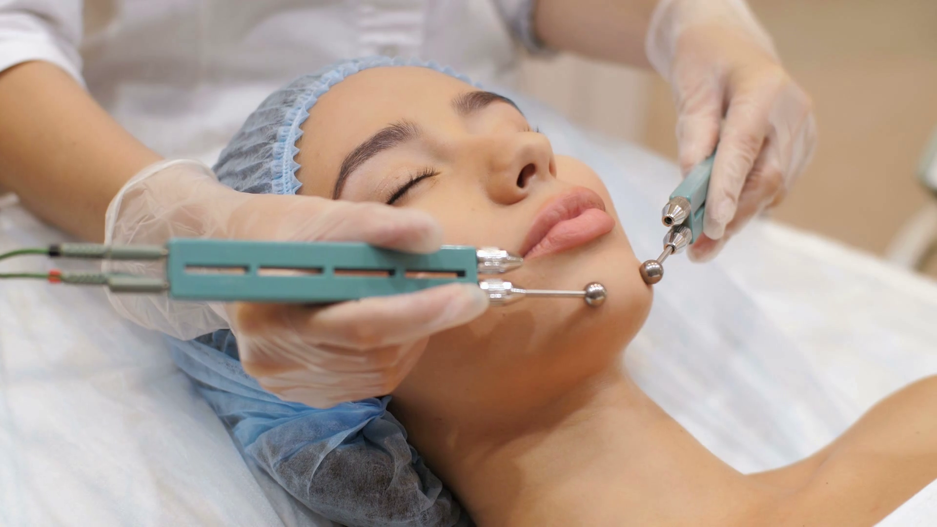 Woman Having Microcurrent Treatment Stock Footage SBV-318811595 ...