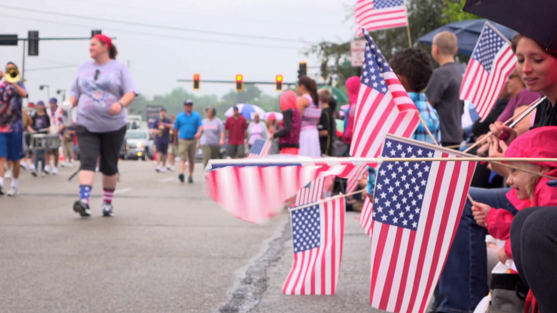 American Flags Waving On Route Of 4th Of Stock Footage SBV-311167684 ...