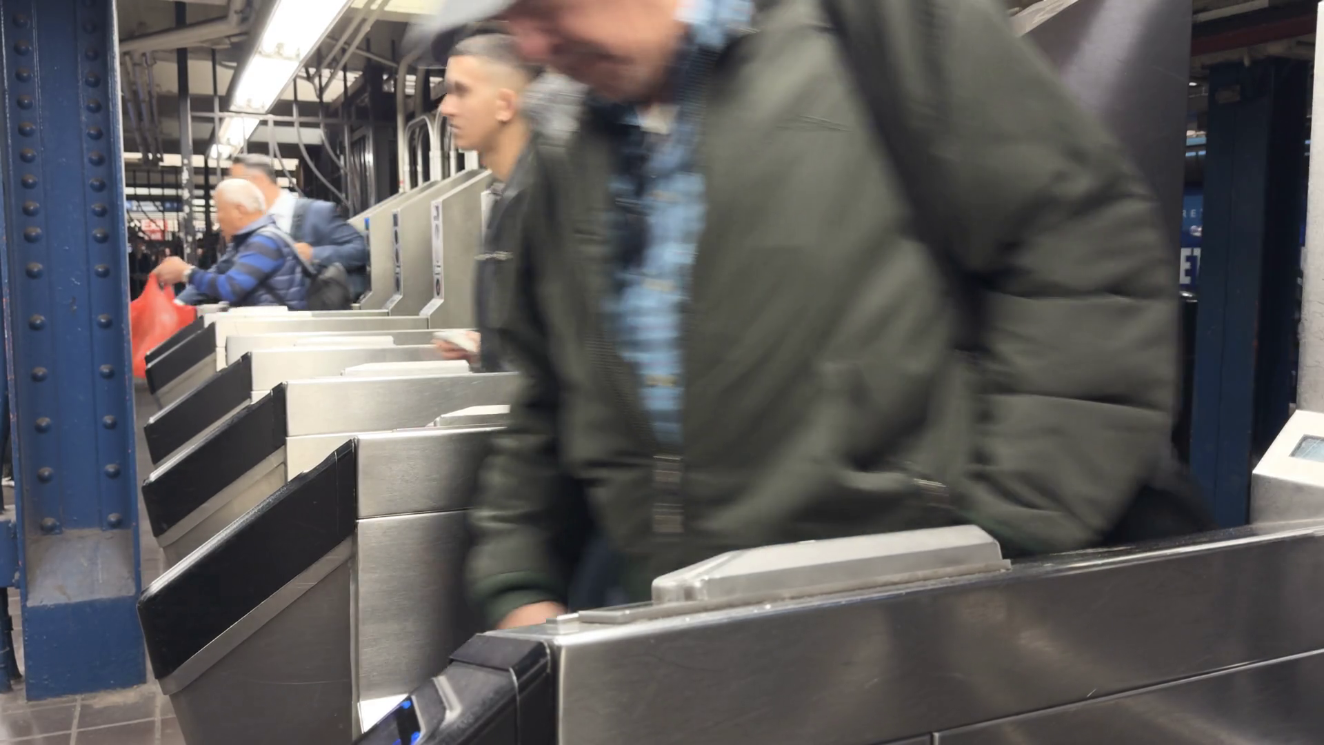 Busy Entry Exit Turnstile Of Subway Station Stock Footage SBV-352040739 ...