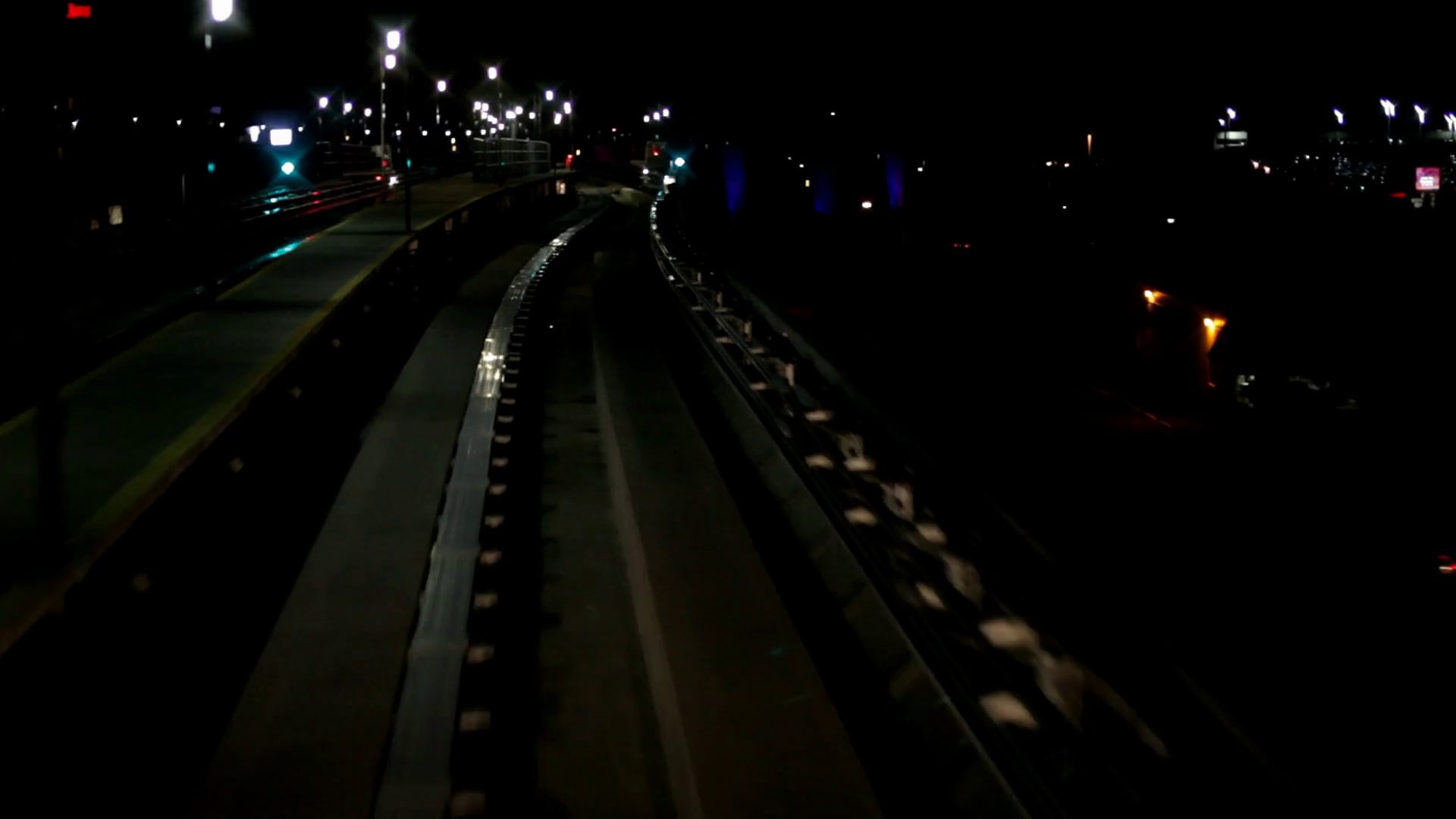 Camera Looking At Track Of Train At Night Stock Footage SBV-301092794 ...