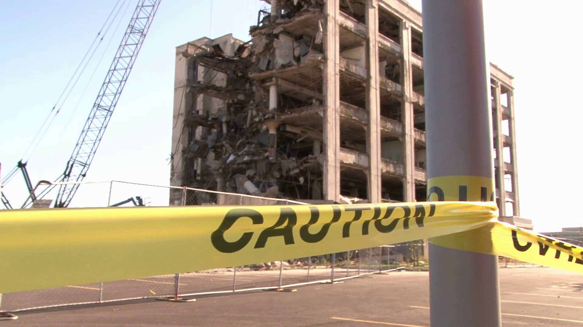 Caution Tape In Front Of Building Stock Footage SBV-301058565 - Storyblocks
