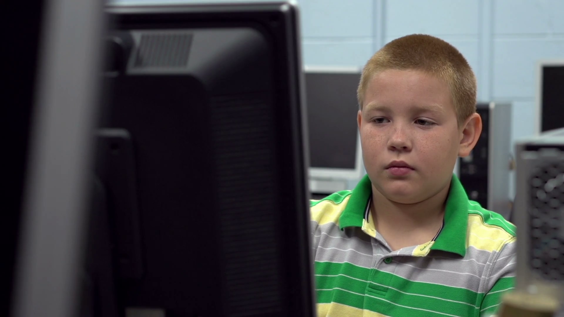 Child In Computer Lab At School Stock Footage SBV-301340081 - Storyblocks