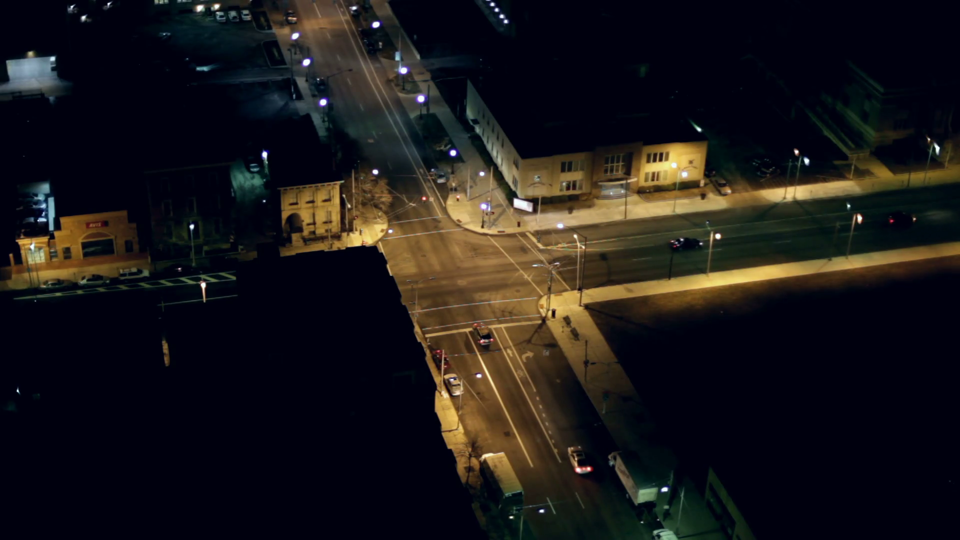 City intersection seen from above at night Stock Video Footage 00:28 ...