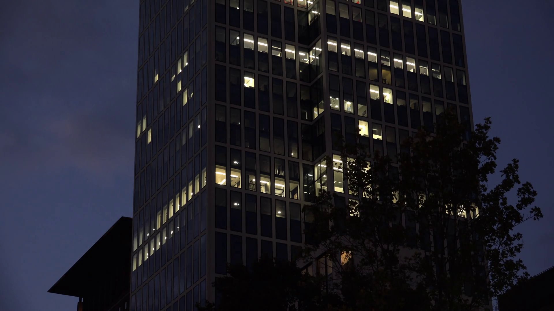 City Office Building With Lights On At Night Stock Footage SBV ...