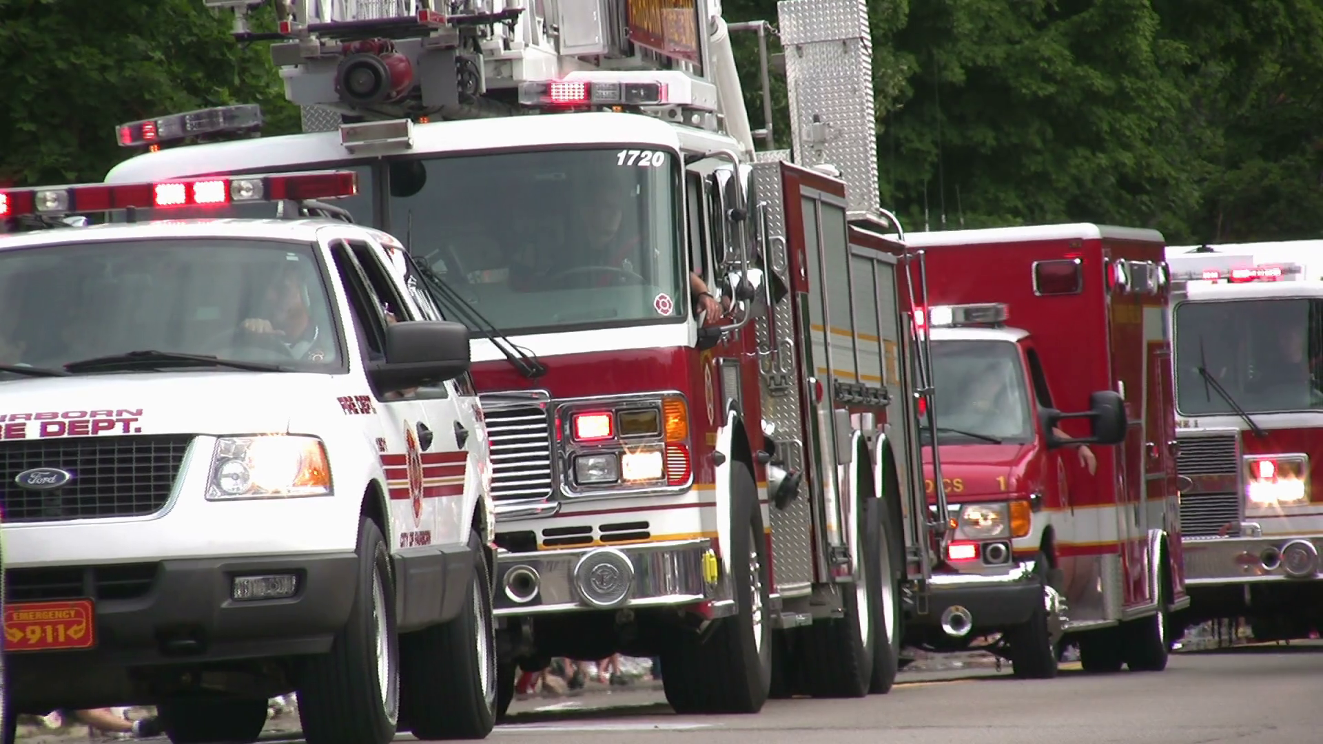 Emergency Vehicles In Parade Stock Footage SBV-301058434 - Storyblocks