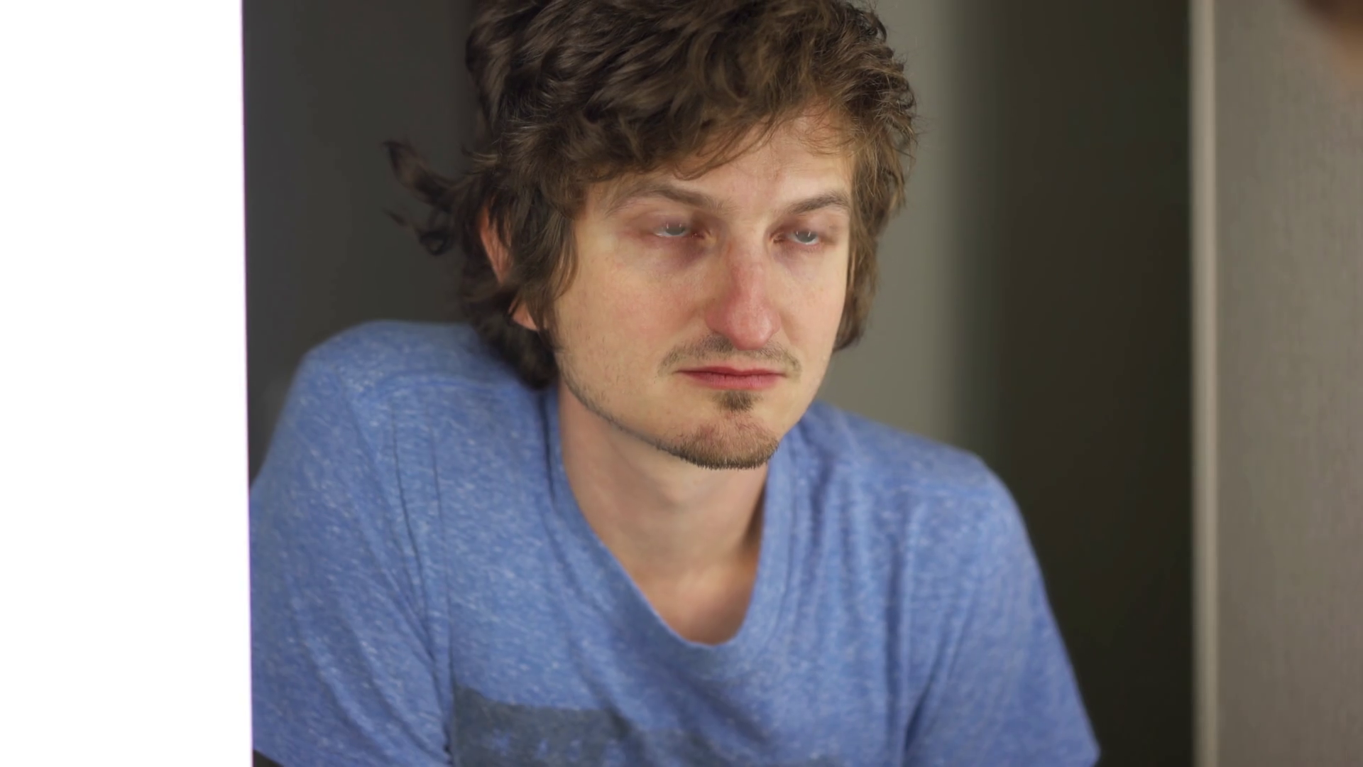 Frustrated Sad Man Looking Into Mirror With Stock Footage SBV-304824765 ...