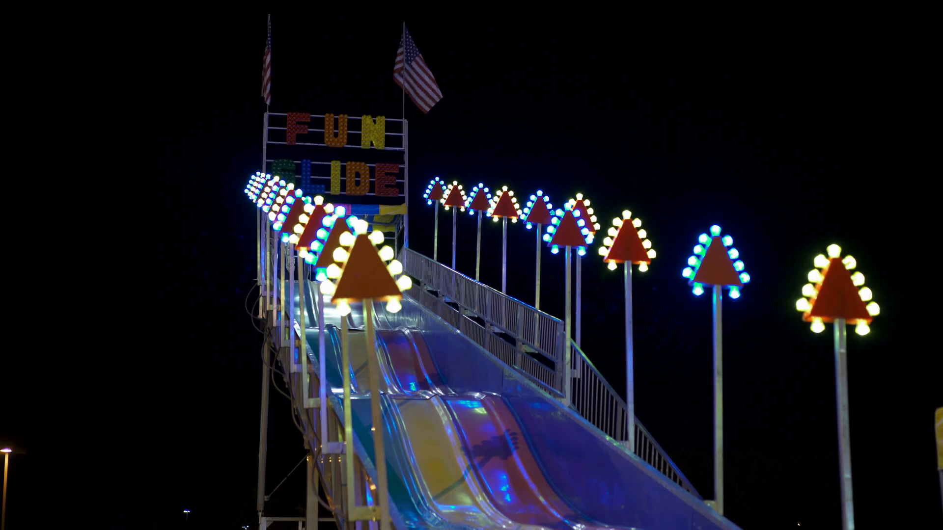 Fun Slide Carnival Ride At Night Flashing 4k Stock Footage SBV ...