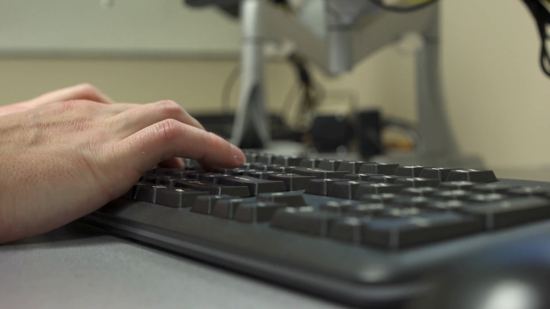 Hand of person typing at desktop computer keyboard 4k Stock Video ...