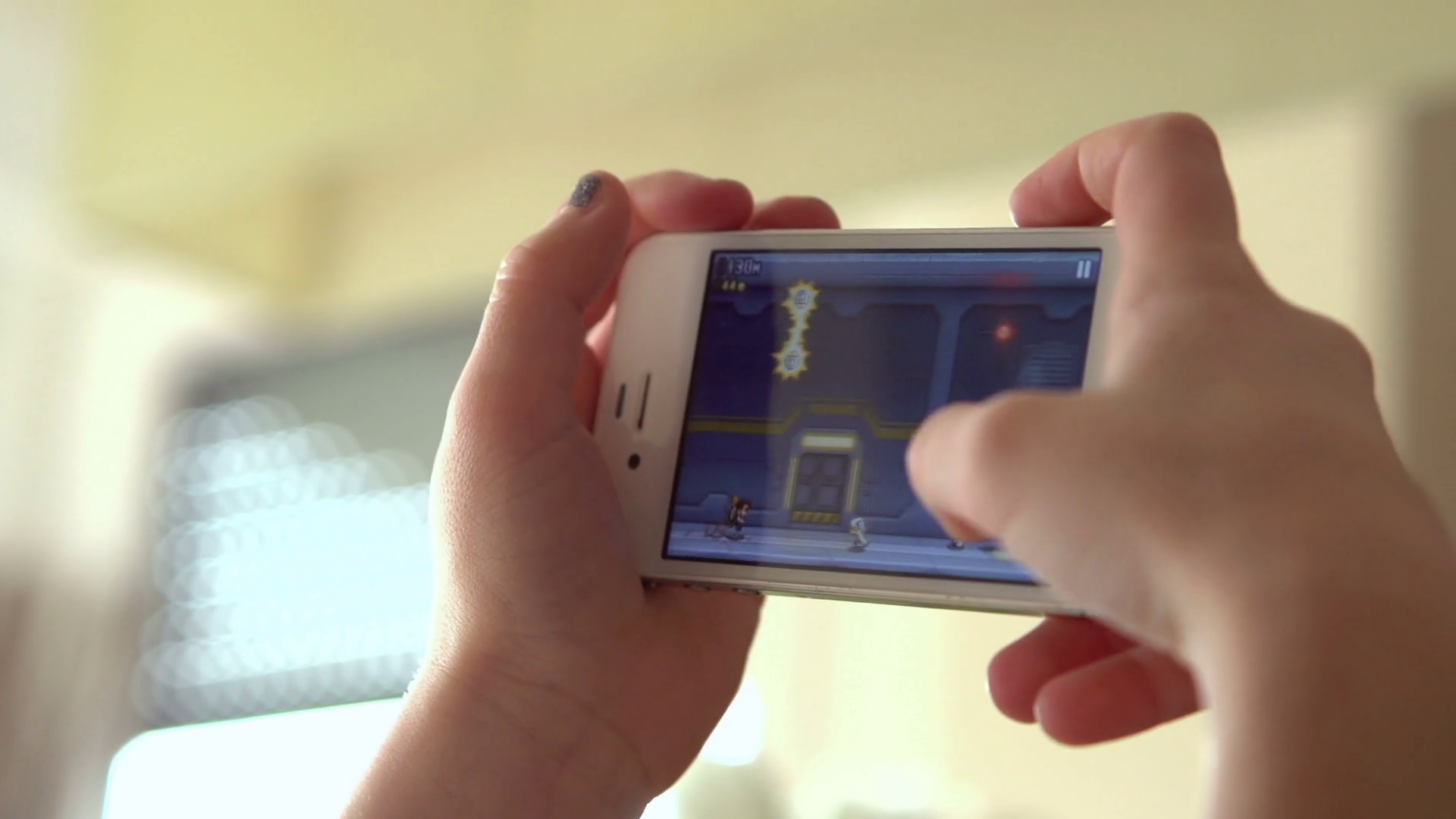 Hands Of Young Girl Playing Game On Iphone Stock Footage SBV-301142473 ...