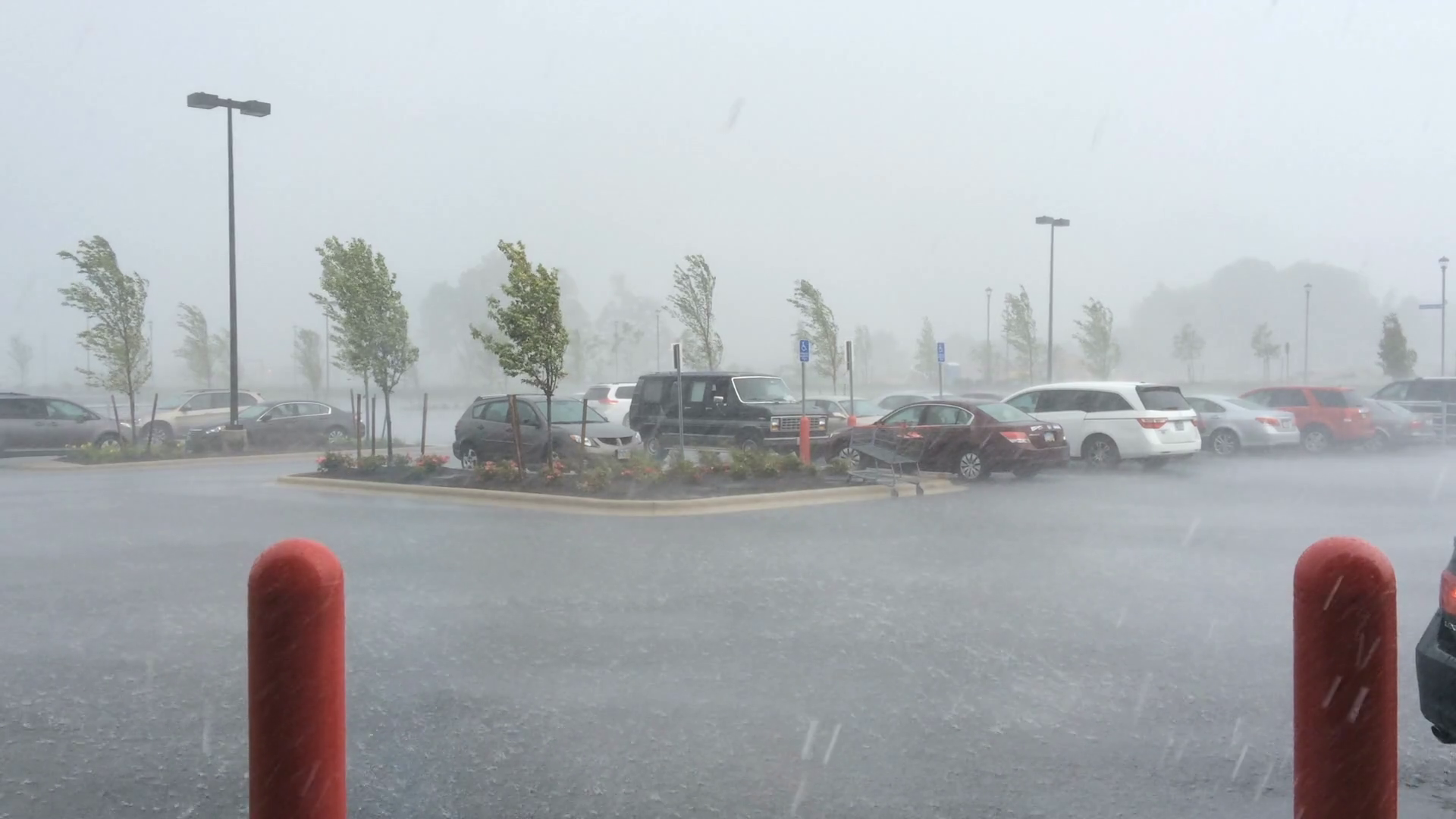 Heavy Rain Storm With Cars In Parking Lot Stock Footage SBV-303142530 ...