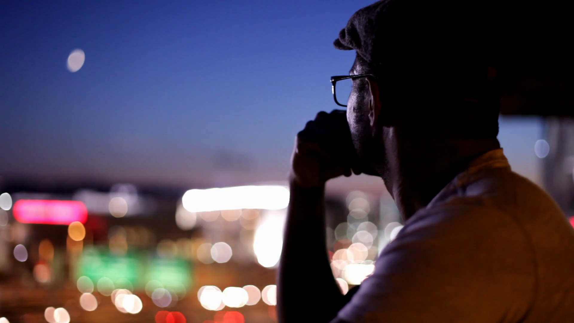 Man Thinking With City Moon In Background Stock Footage SBV-301092284 ...