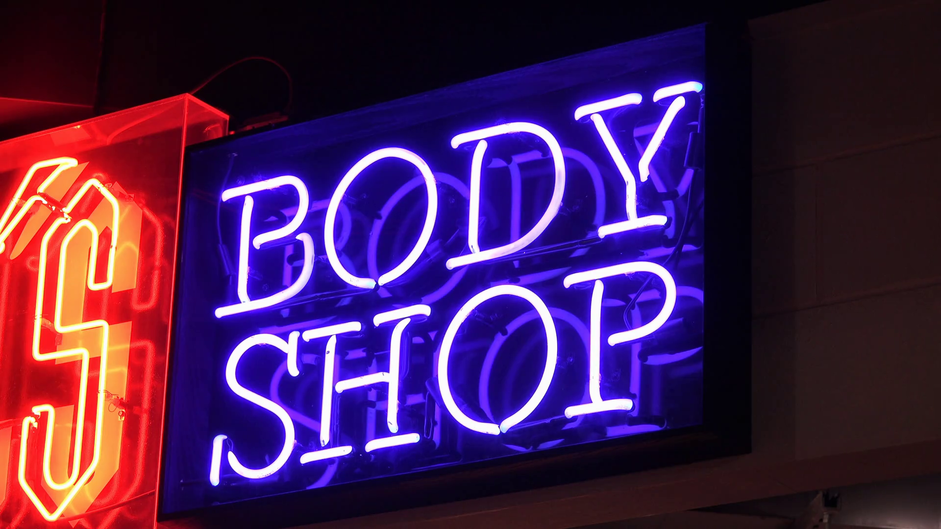 Neon Body Shop Sign Advertising 4k Stock Footage SBV-302484801 ...