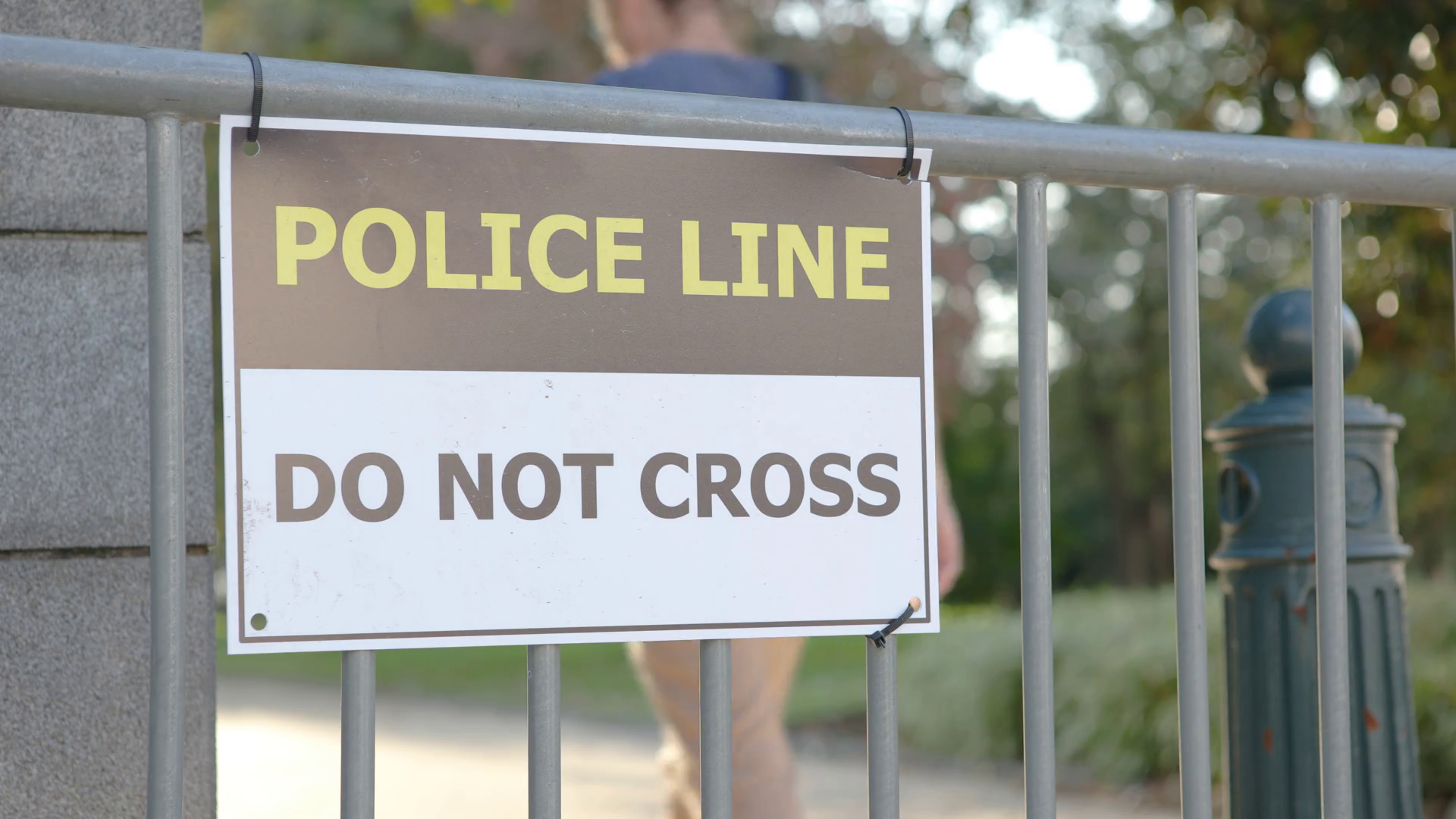 Police Line Do Not Cross Blocking Off Path Stock Footage SBV-352042774 ...