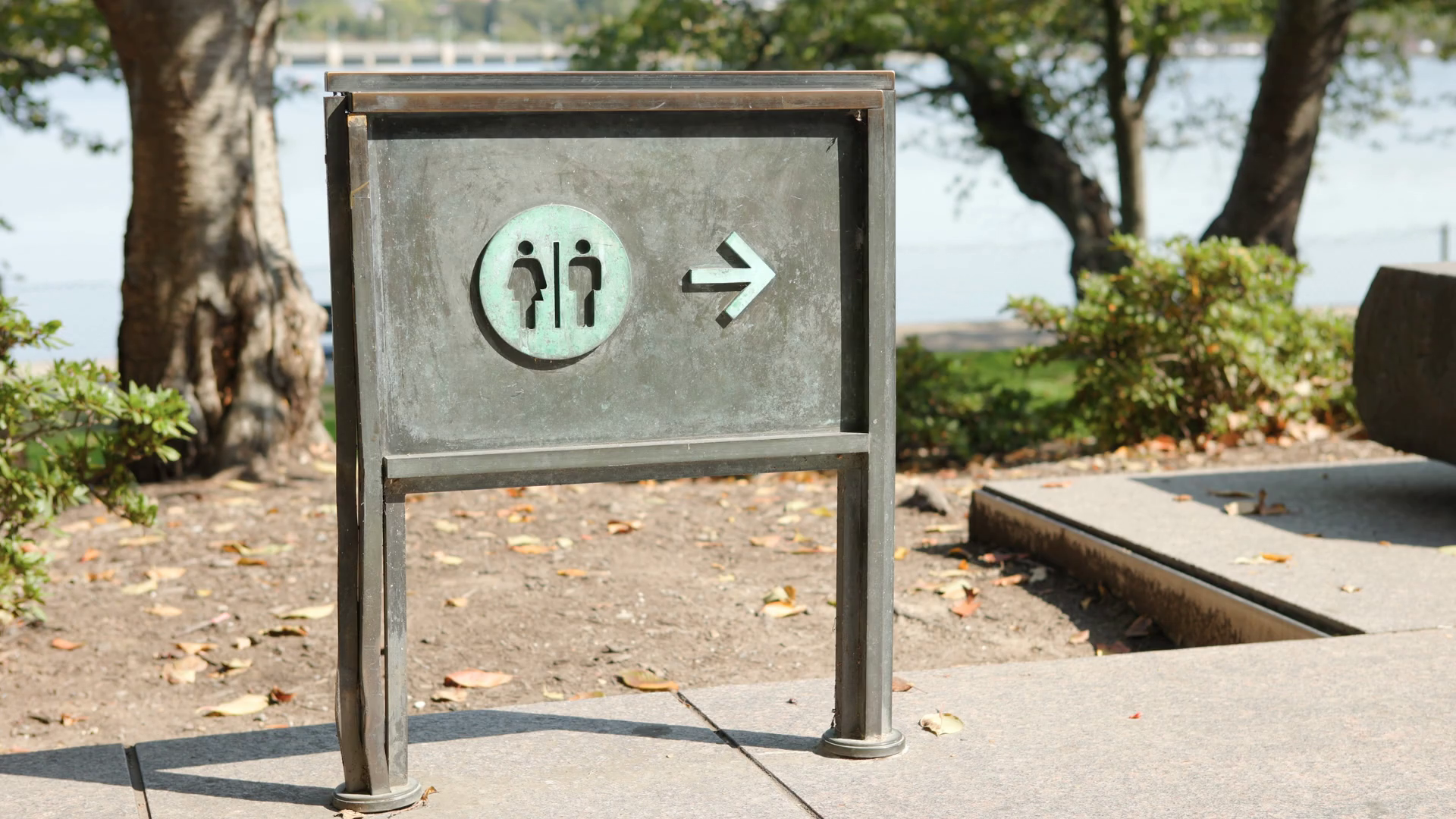 Restroom Sign Pointing In Direction Of Stock Footage SBV-352042890 ...
