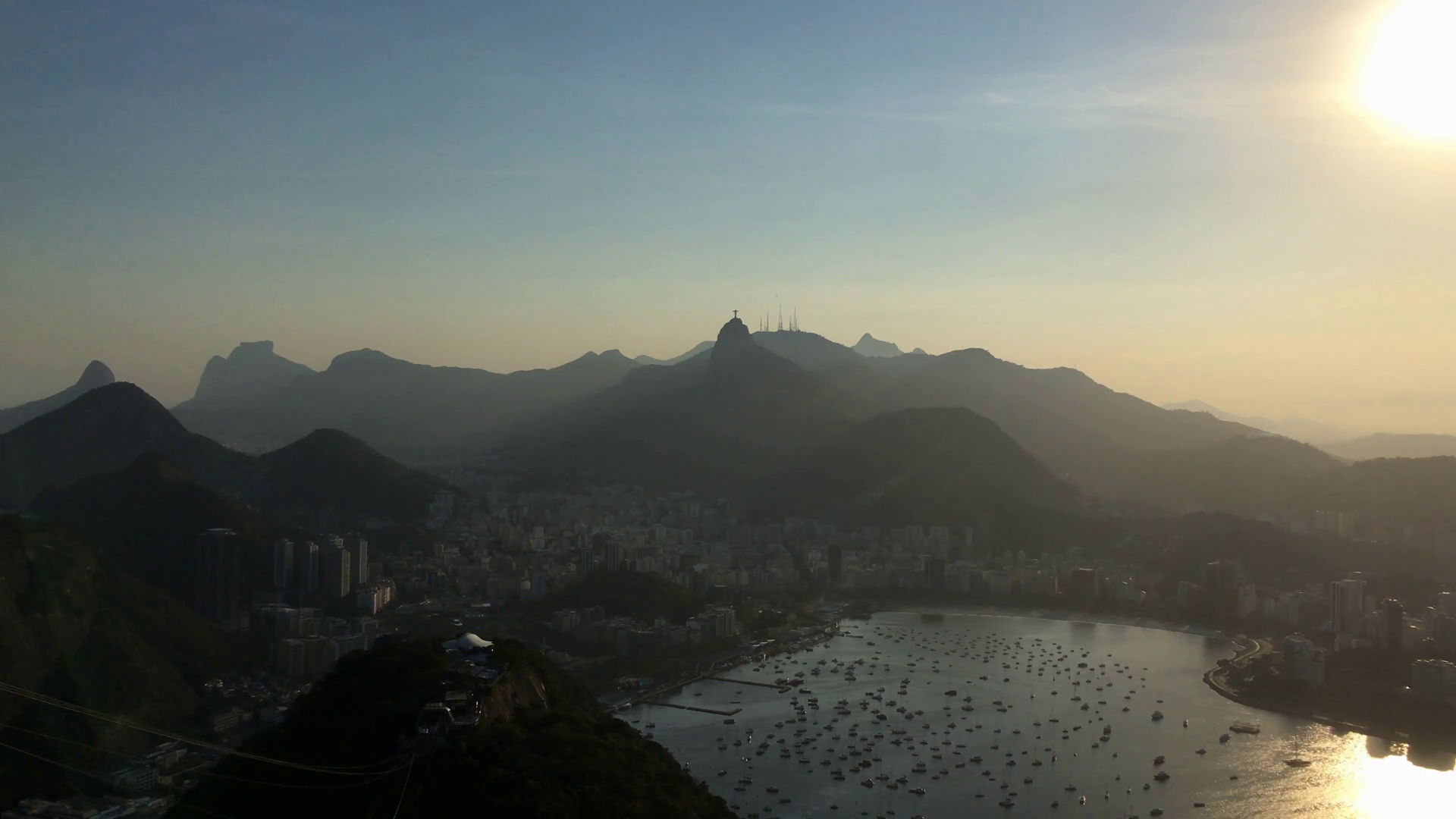 Sun setting over Rio de Janeiro seen from Mountain top 4k Stock Video ...