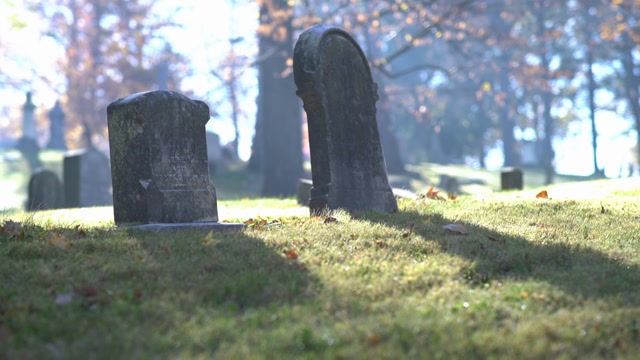 Slow Motion Somber Girl Visiting Grave Stone In Cemetery Stock Footage ...