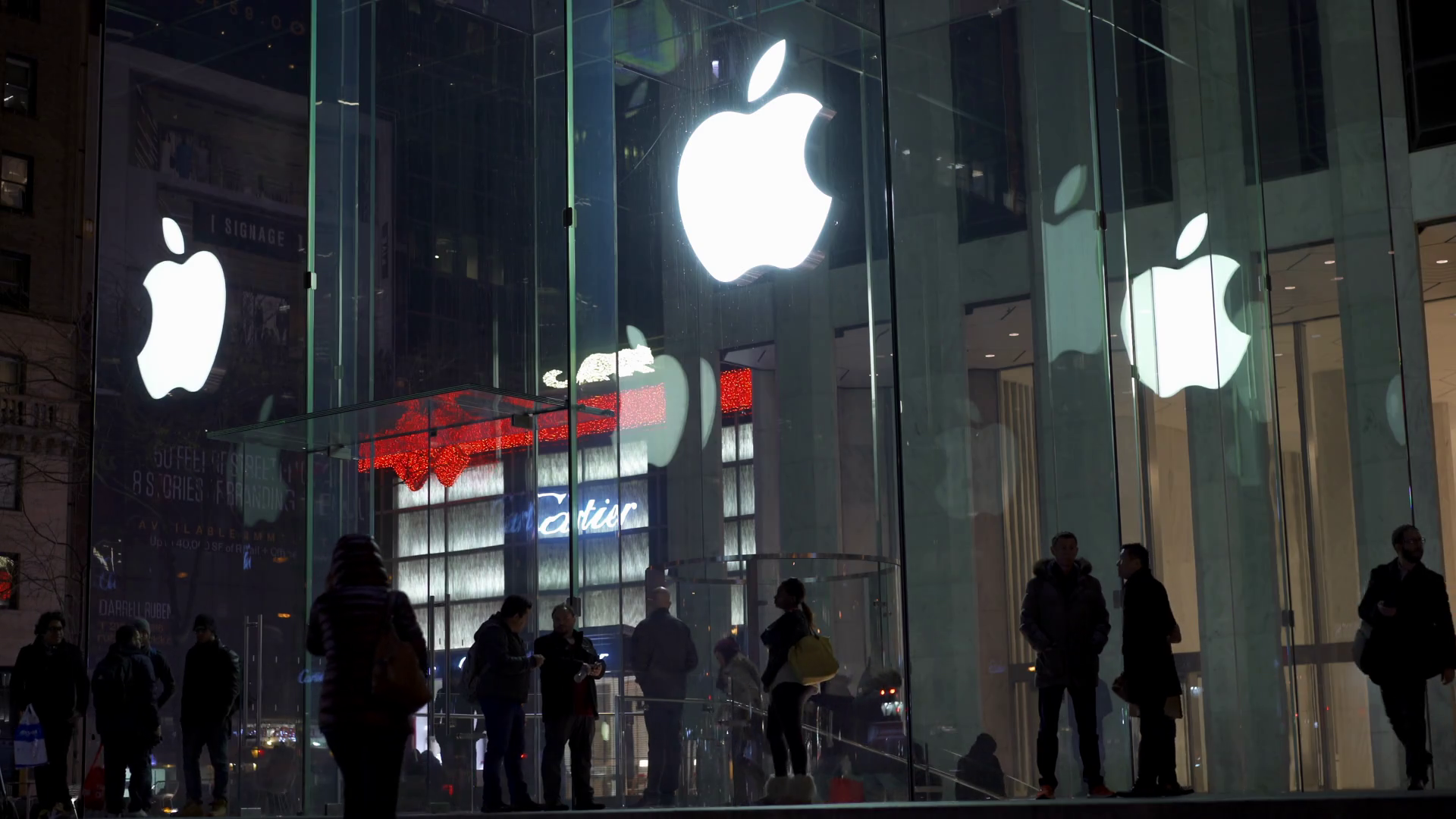 The Apple Store In New York City At Night 4k Stock Footage SBV ...