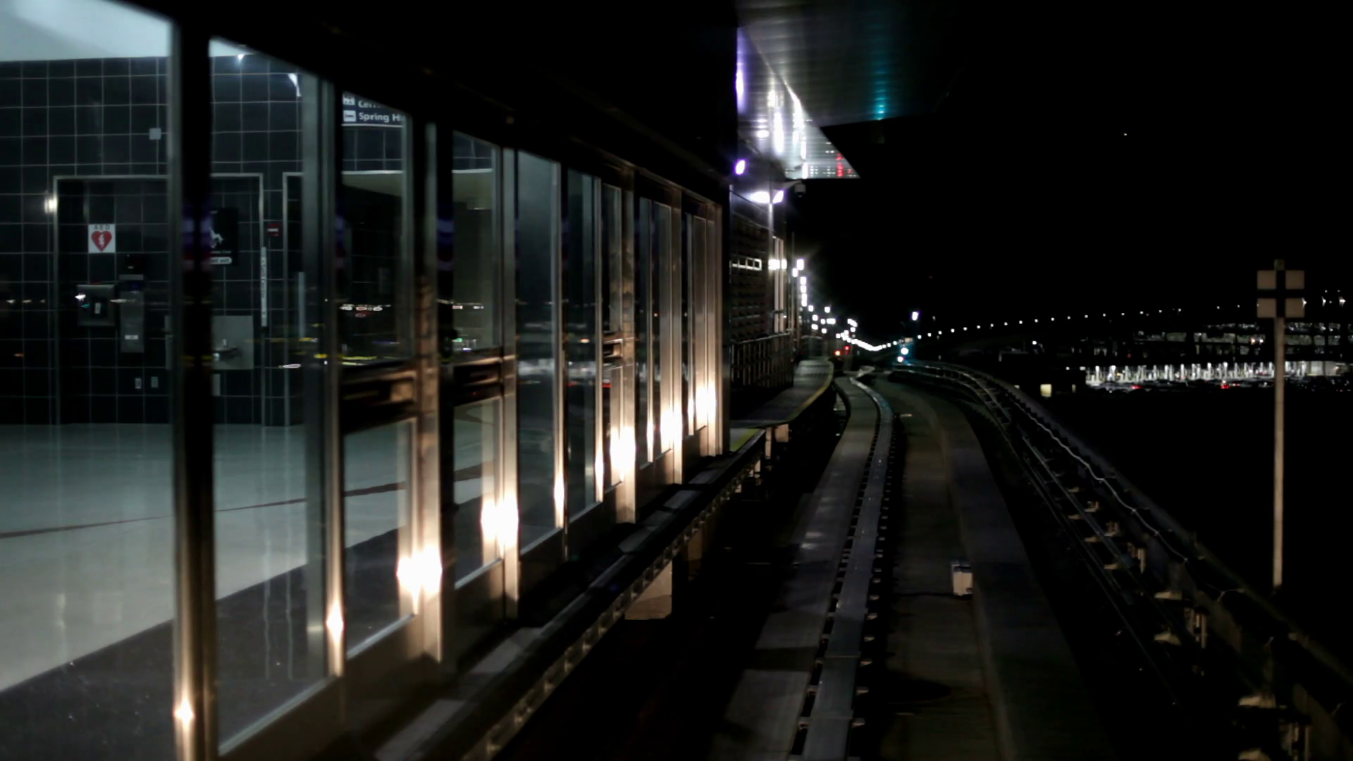 Train Pulling Out Of Station At Night Stock Footage SBV-301092796 ...
