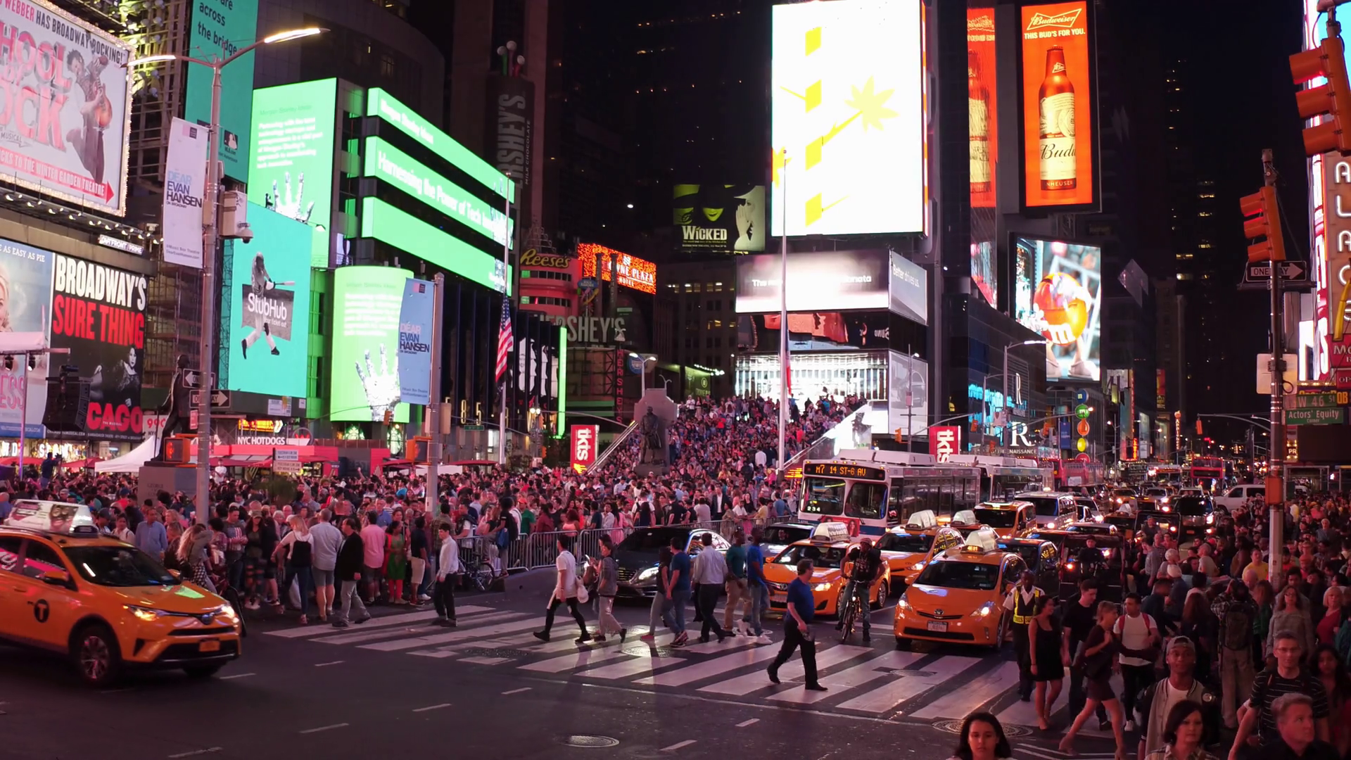 Busy Night Shot Of People In Times Square 4k Stock Footage SBV ...