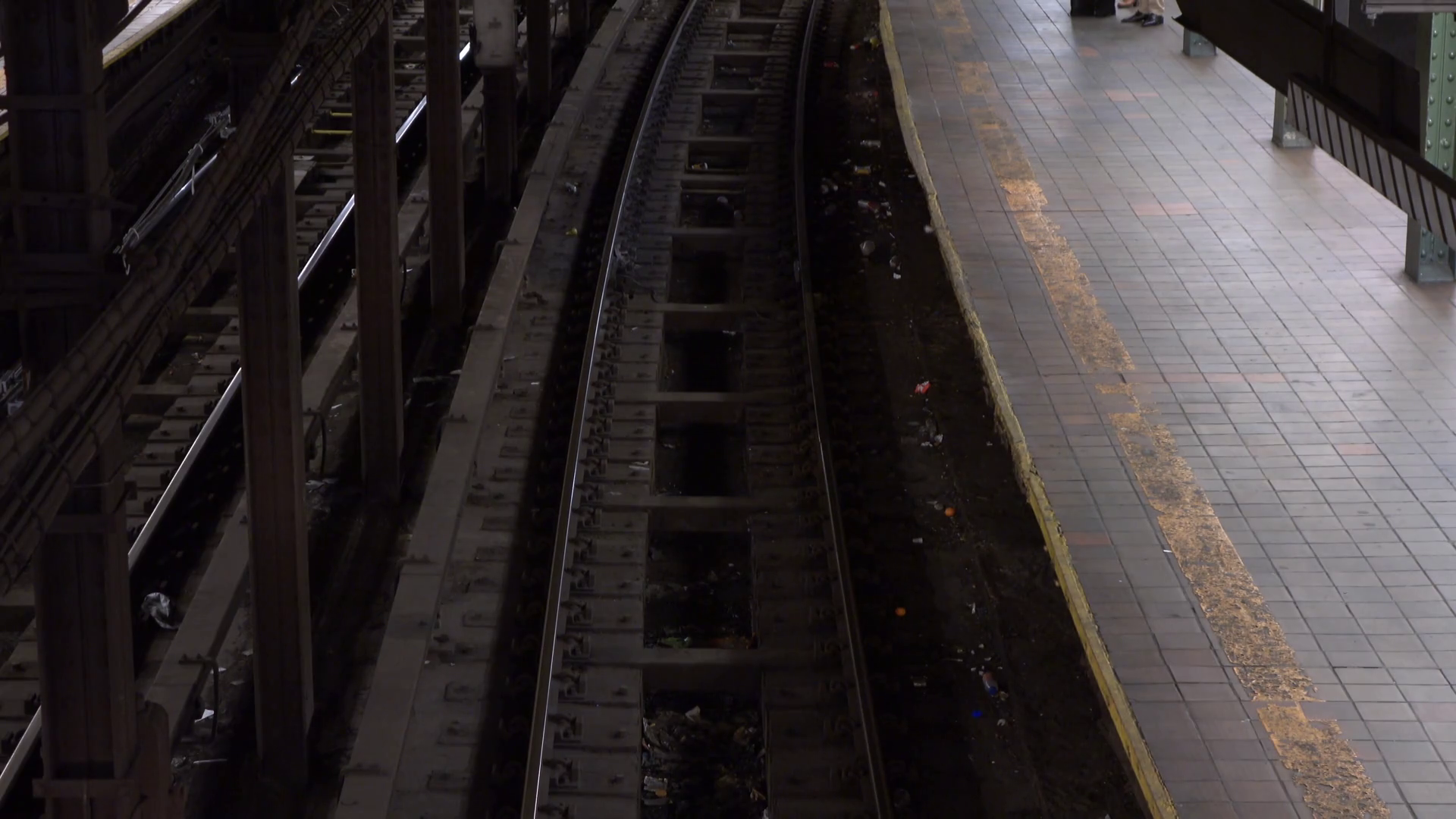 Overhead View Of Train Entering Subway Stop Stock Footage SBV-313446190 ...