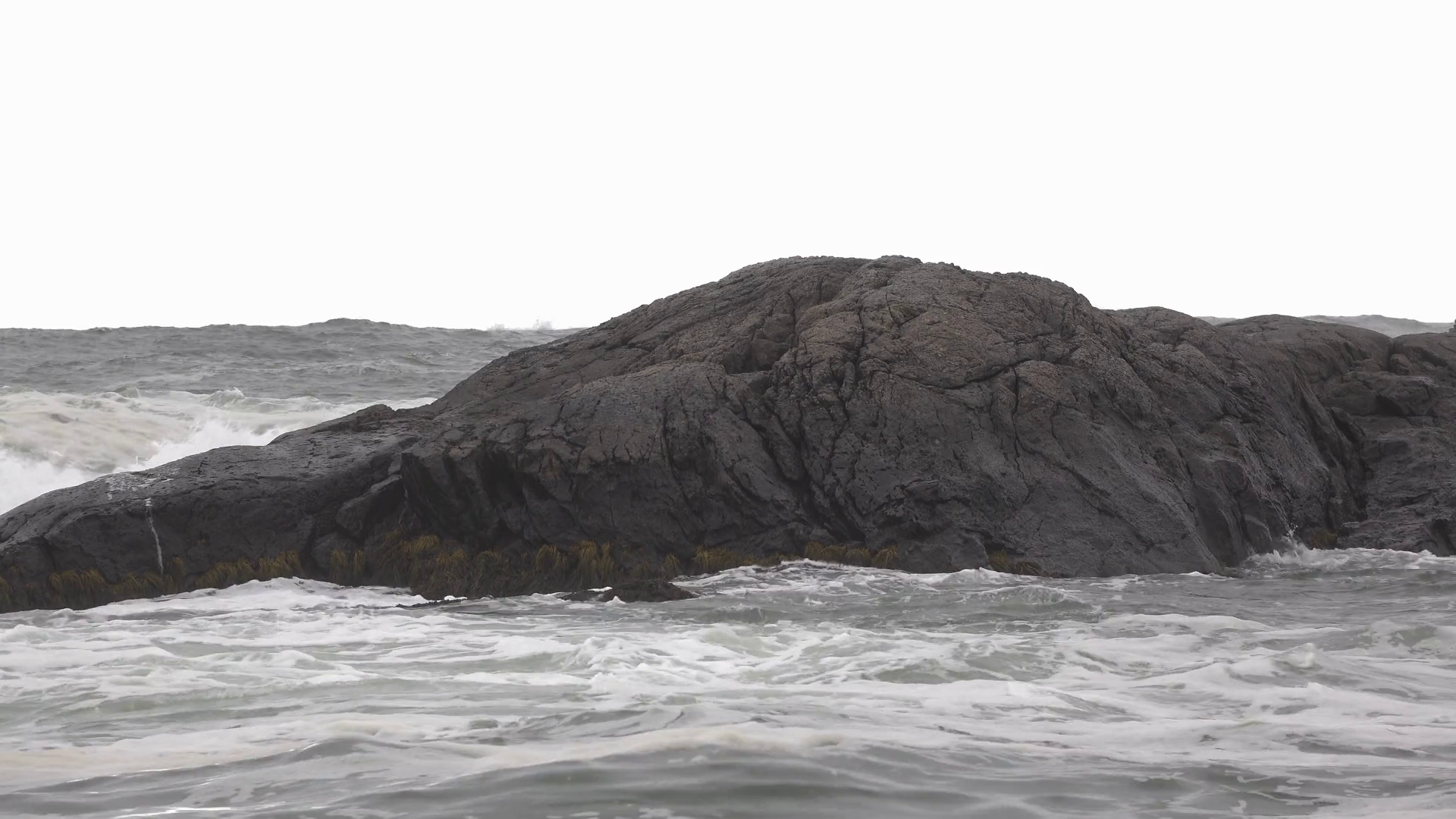 Rocks Out In Ocean Being Hit Waves 4k Stock Footage SBV-330061393 ...