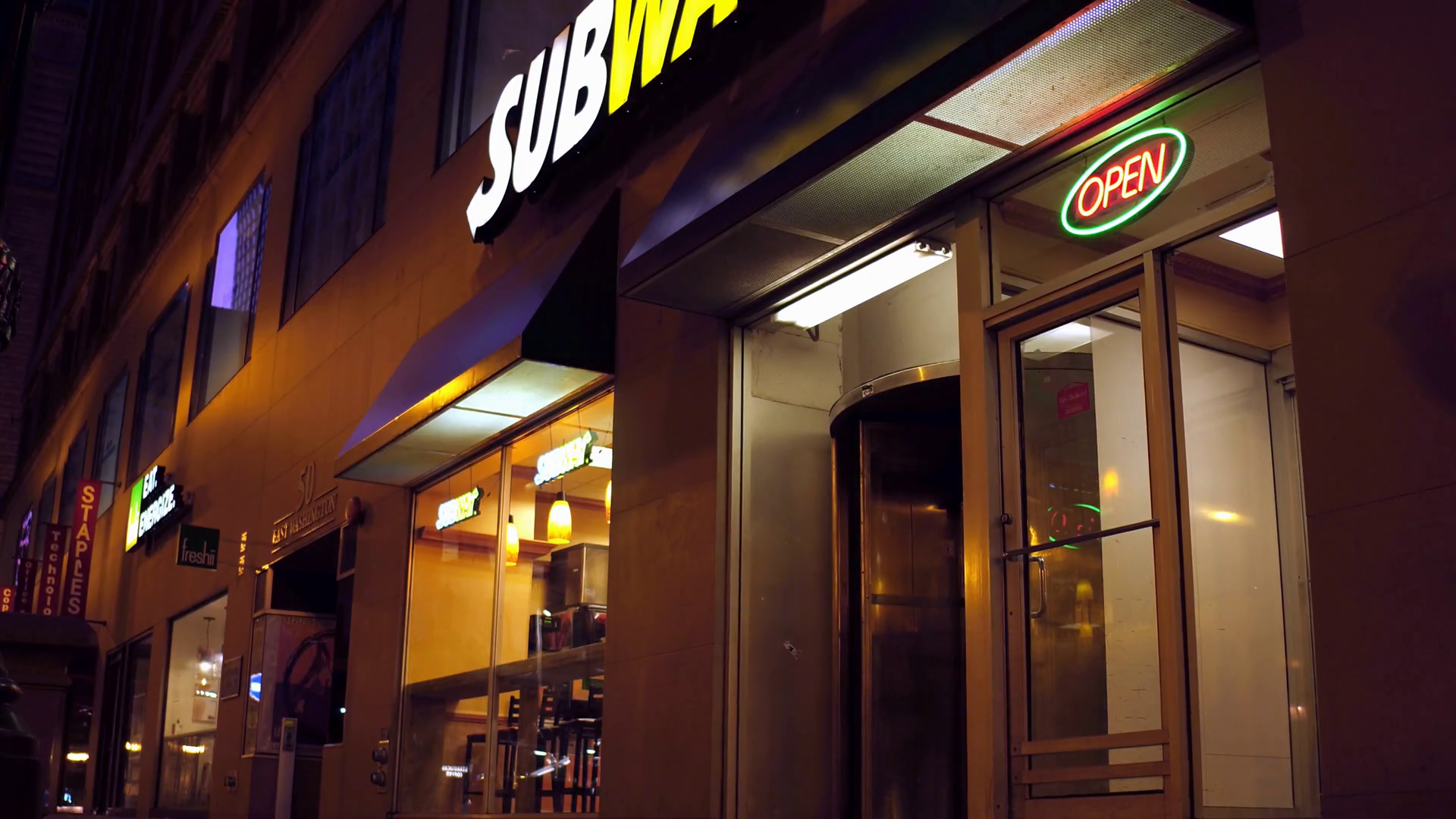 Subway Sandwich Shop In Downtown City Of Stock Footage SBV-322940422 ...