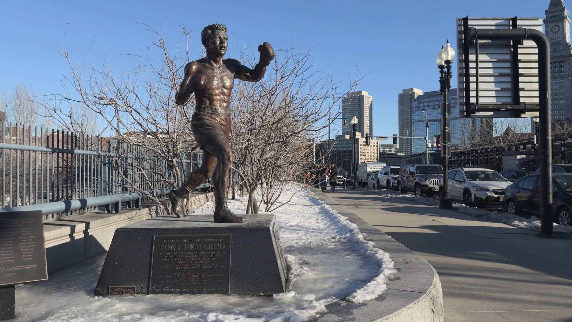 Tony Demarco Boxing Statue In Downtown Stock Footage SBV-352762032 ...