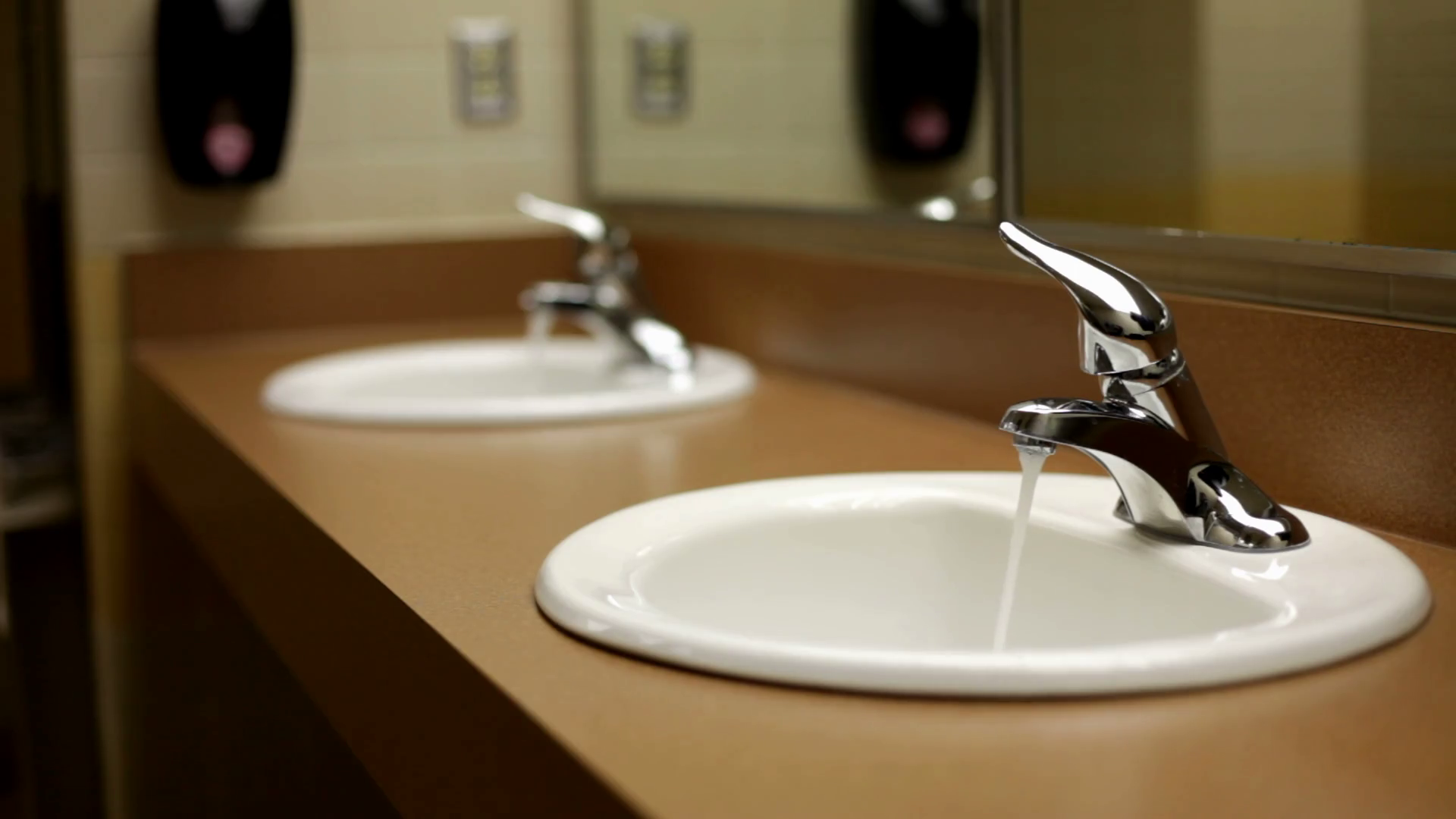 Water Running In Public Restroom Turned Off Stock Footage SBV-301082792 ...