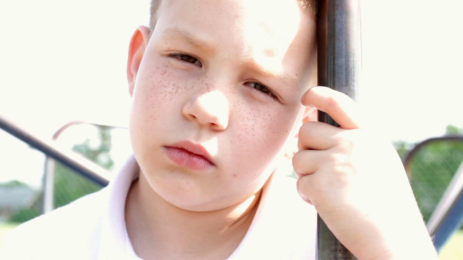 Young Child Looking At Camera With Sad Face Stock Footage SBV-301093067 ...