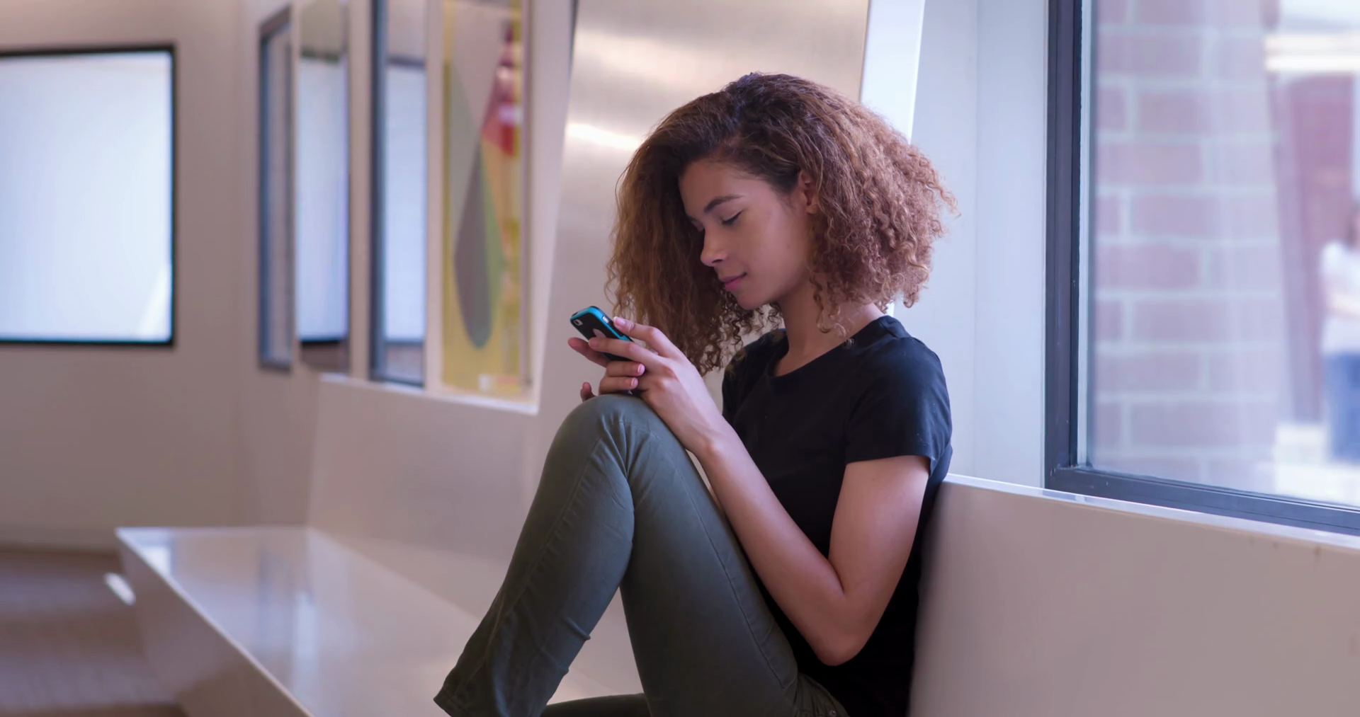 Young College Student Texting Smiling 4k Stock Footage SBV-301329808 ...