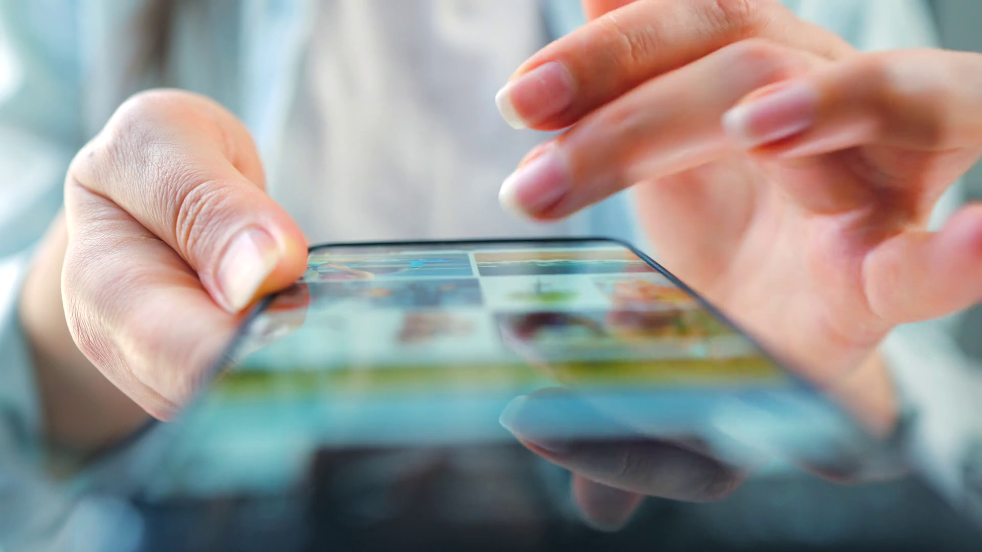 Woman Scrolling Through Social Media Feeds Stock Footage SBV-352690372 - Storyblocks