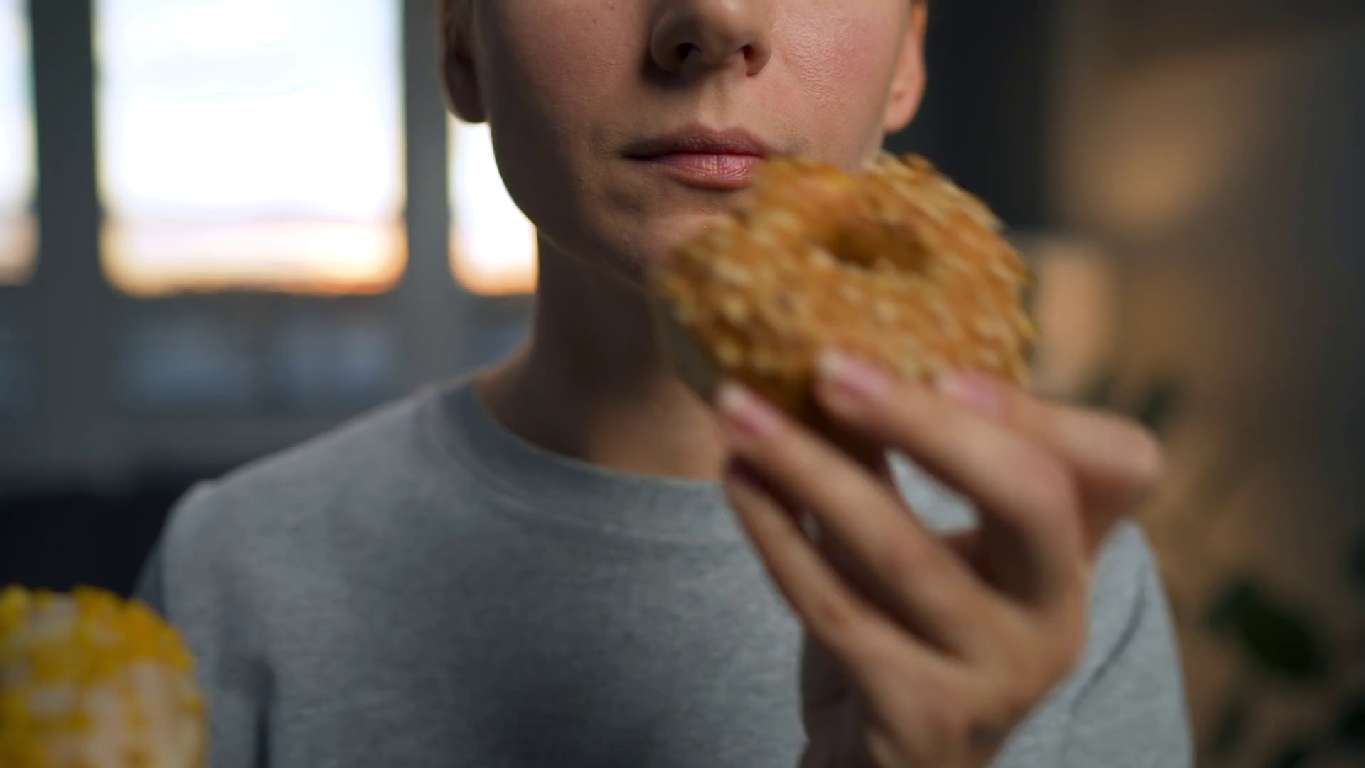 Sweet Addiction Concept Woman Is Eating Two Stock Footage SBV-346794629 ...