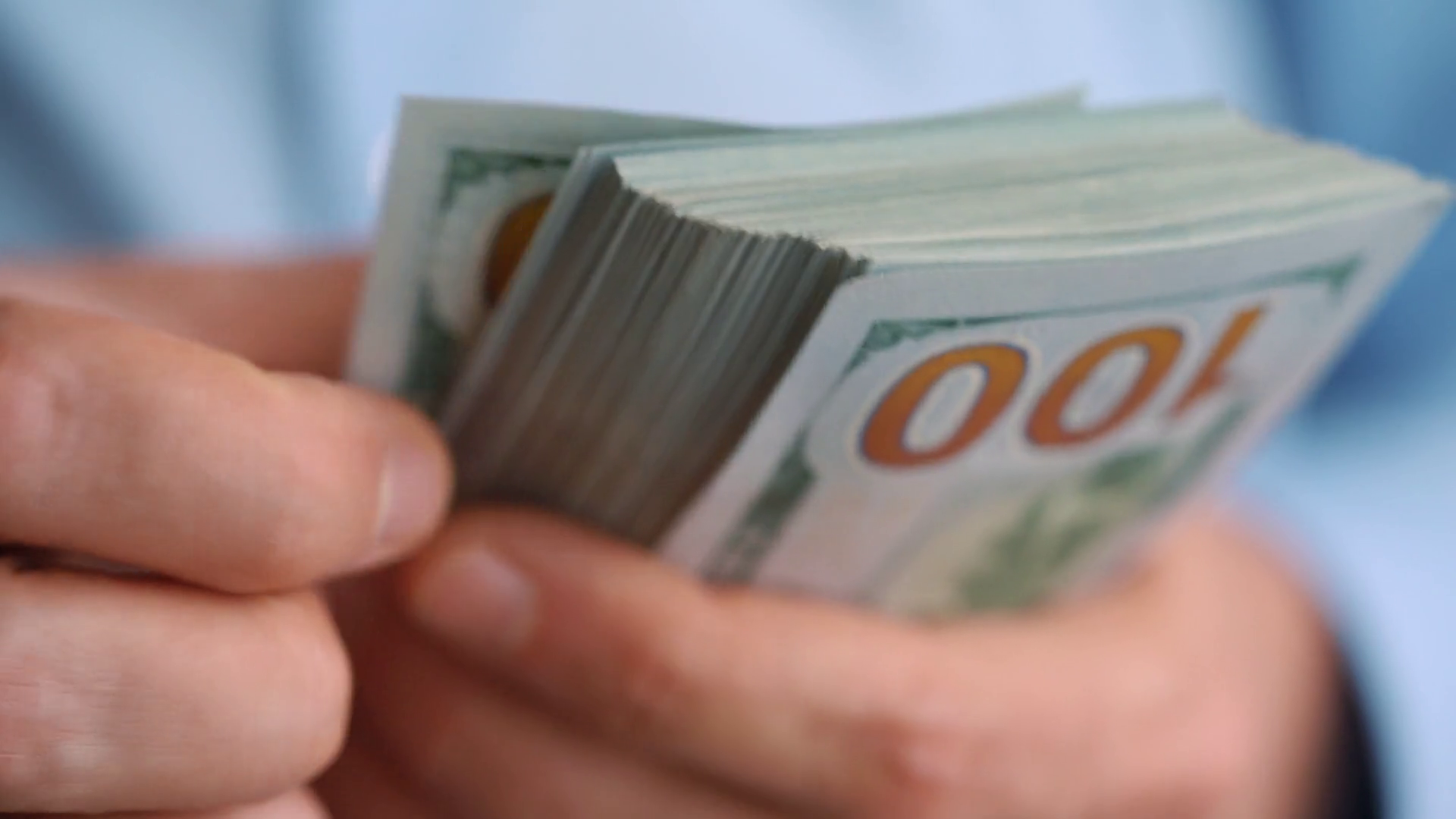 Close-up Of Man's Hands Counting Hundred Stock Footage SBV-319567336 ...