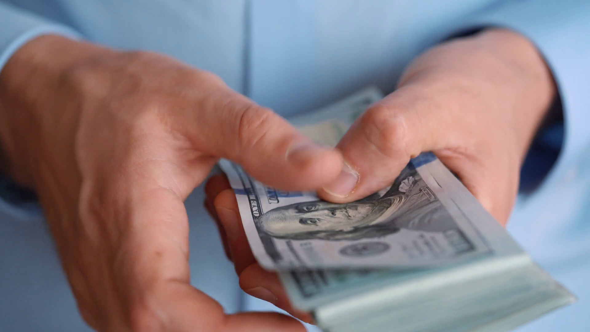 Close-up Of Man's Hands Counting Hundred Stock Footage SBV-320006347 - Storyblocks