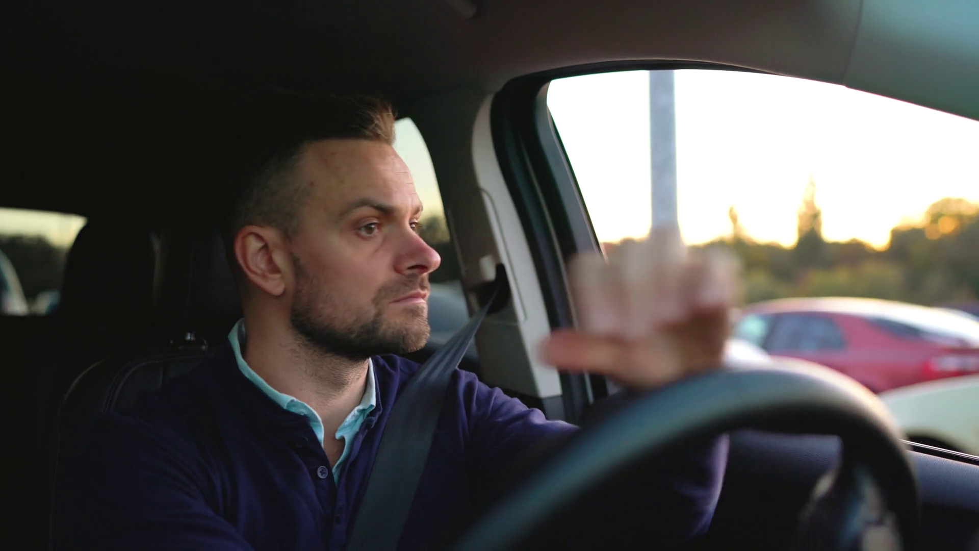 Man Driving Car Looking Place To Park Stock Footage SBV-328354532 ...