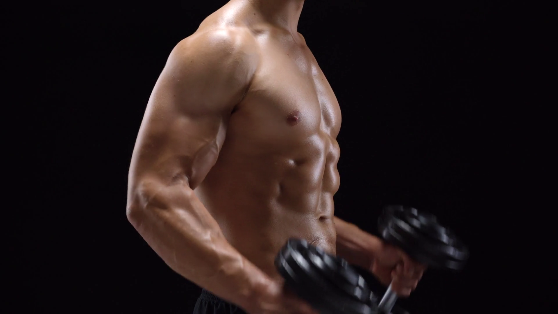 Man Flexes Hands With Dumbbells Training Stock Footage SBV-328234539 ...