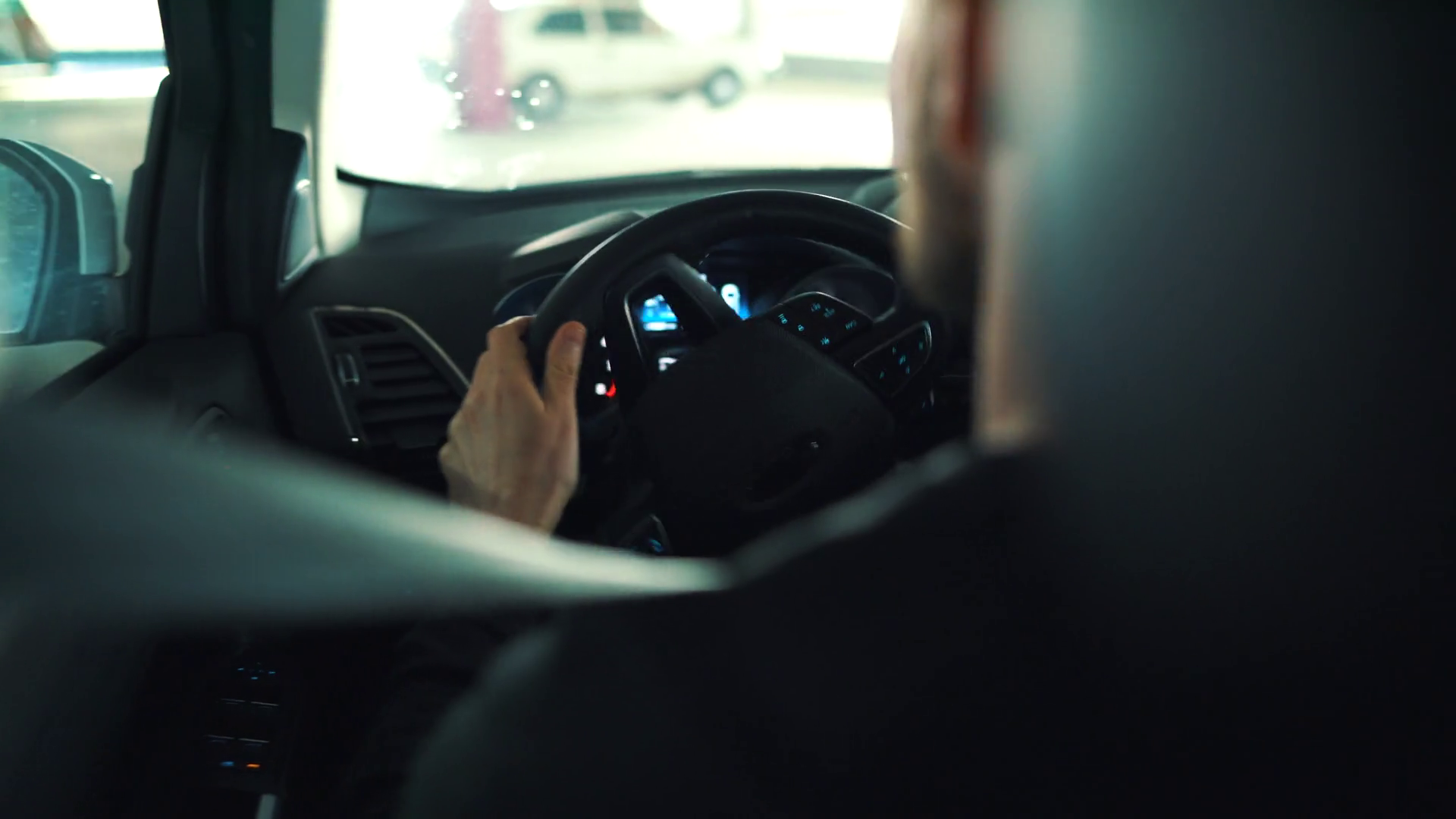 Man Is Driving Car Through Parking Lot Is Stock Footage SBV-334166572 ...