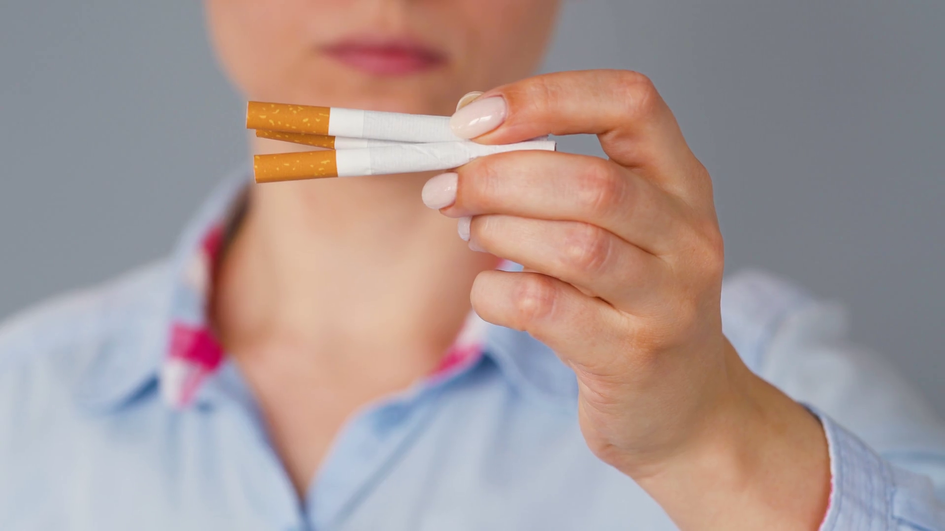 Quit Smoking Concept Woman Cuts Cigarettes Stock Footage SBV-338468943 ...