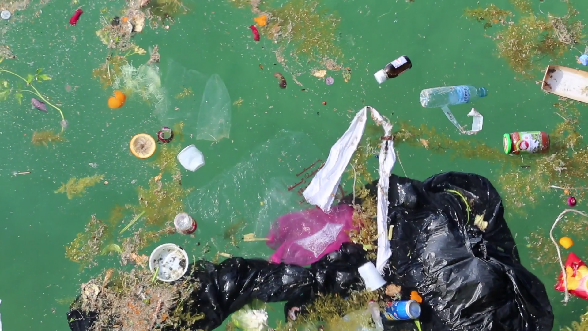 Abuse Of Environment Garbage Floats In Sea Stock Footage SBV-308842981 ...