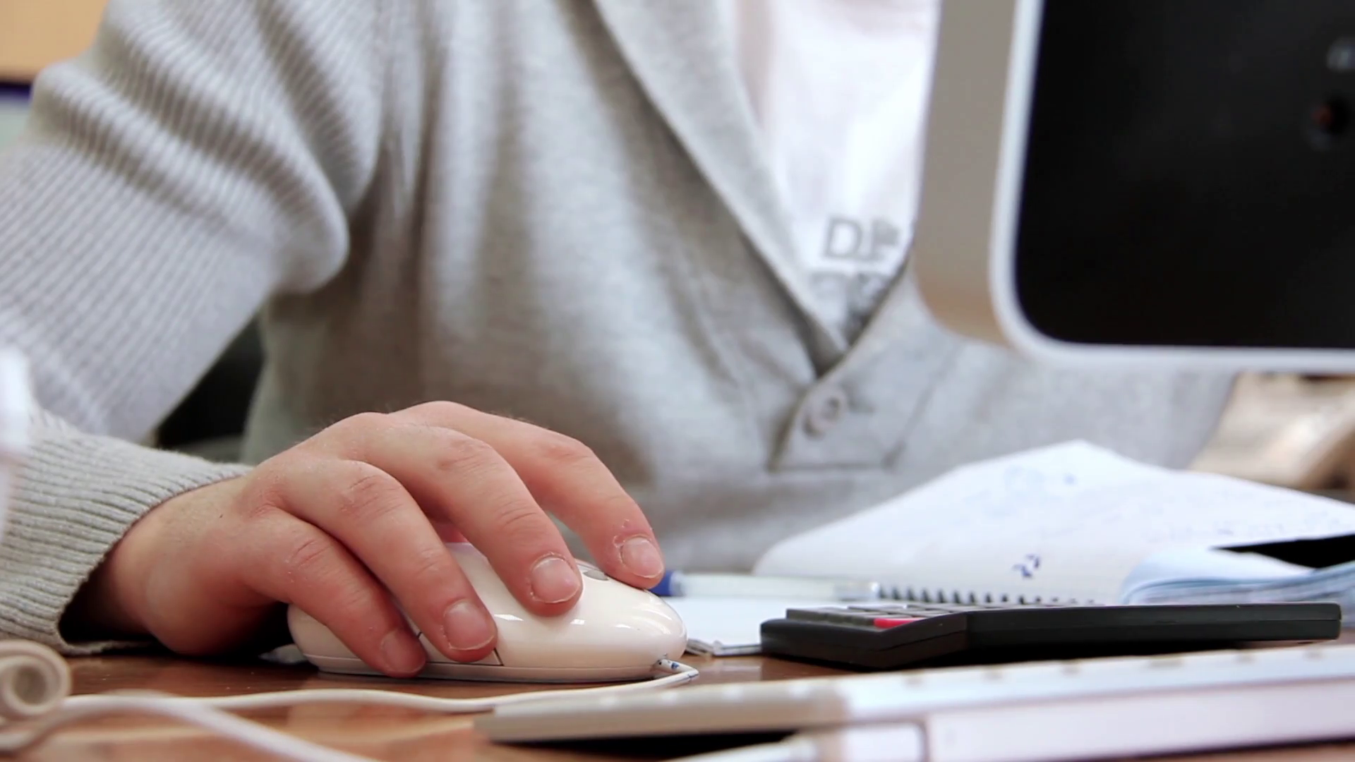 Computer Operator Man Operates Computer Mouse Stock Footage SBV ...