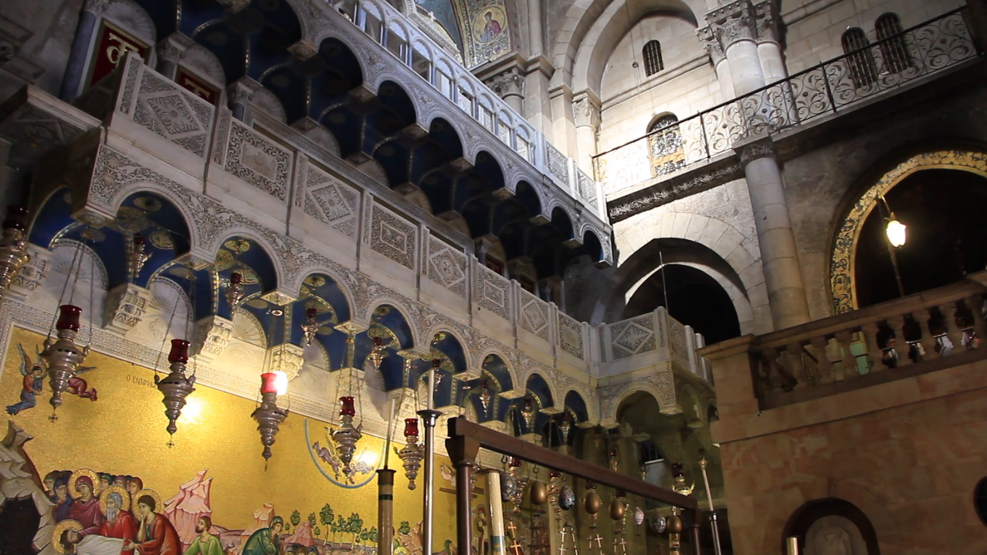 Inside Church Of Holy Sepulchre In Jerusalem Stock Footage SBV