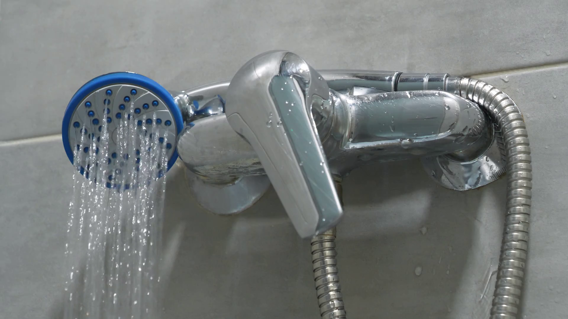 Clean Water Flows From Shower In Bathroom Stock Footage SBV-347348372 ...